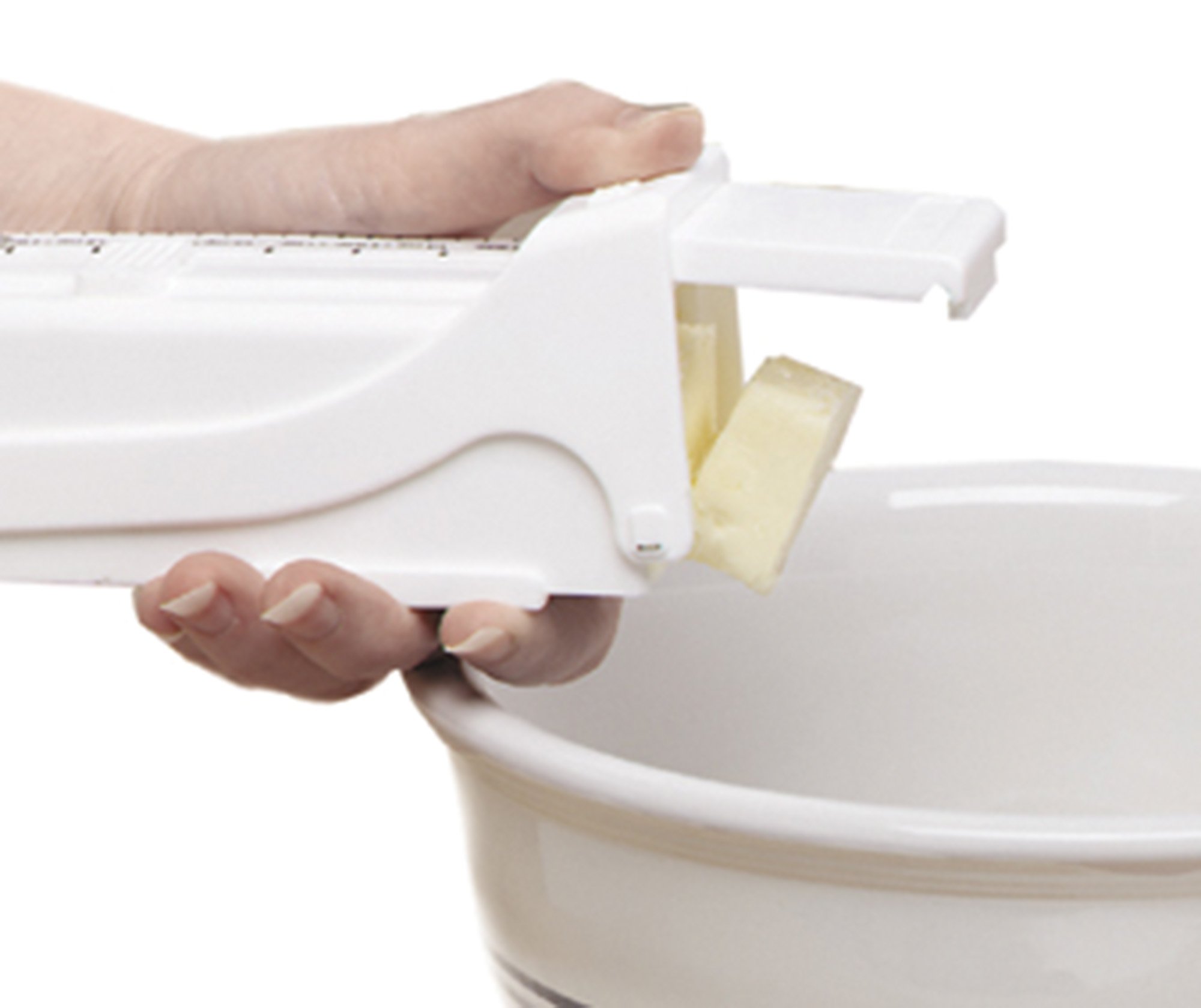 KitchenArt Buttermate Butter Cutter Slicer, Measuring Dispenser and Keeper, White