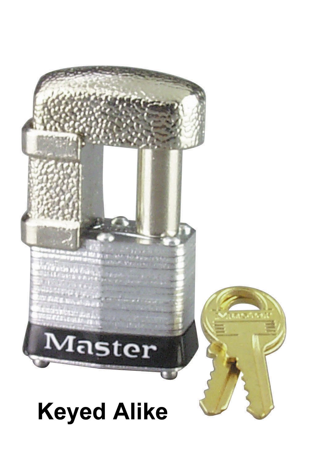 Master Lock 37KA Shrouded Laminated Steel Pin Tumbler Padlock, Keyed Alike, 1-9/16-Inch Wide Body, Shackle Fits 9/32-Inch Or 1/2-Inch Diameter