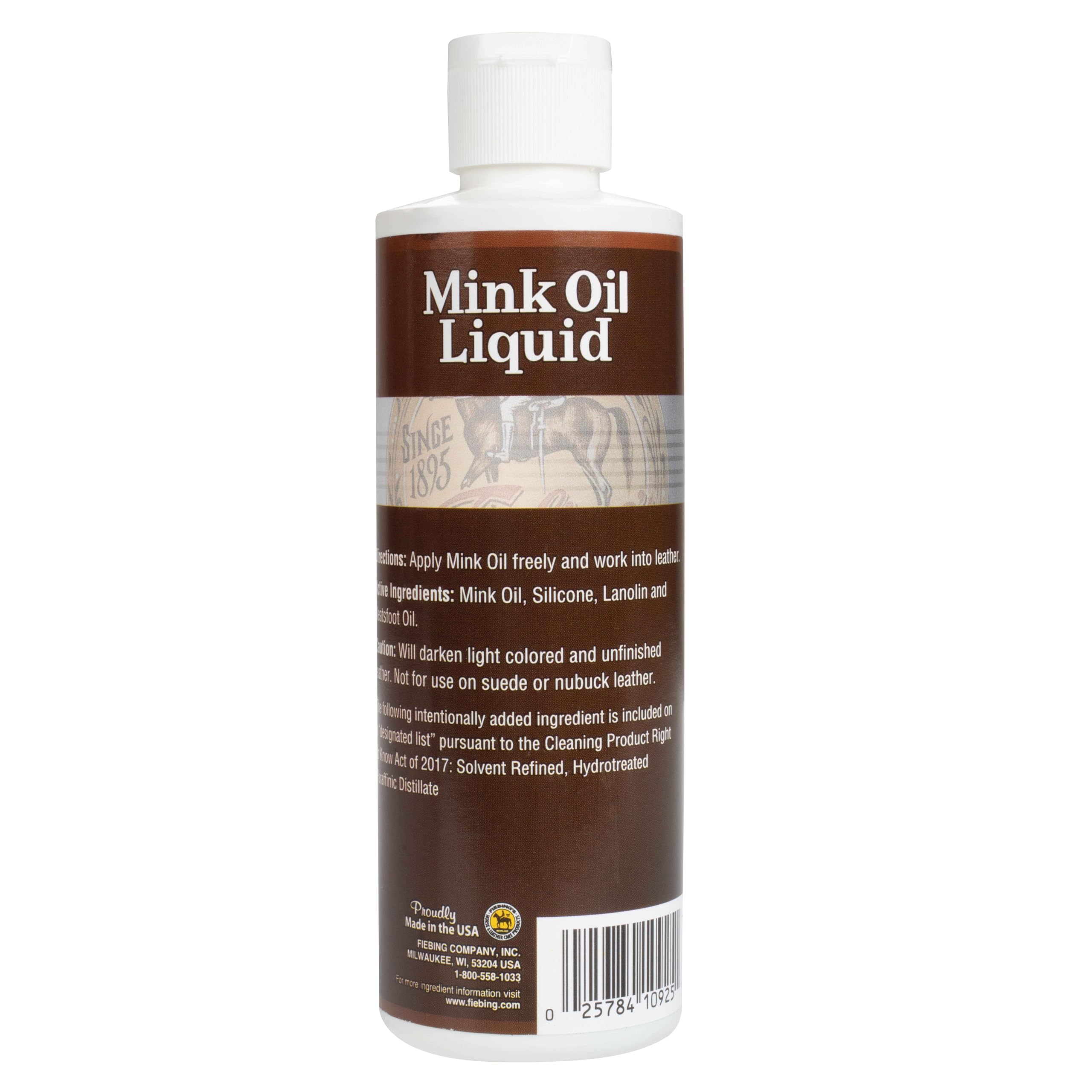 Fiebing's Mink Oil Liquid, 8 Oz. - Soften, Preserves and Waterproofs Leather