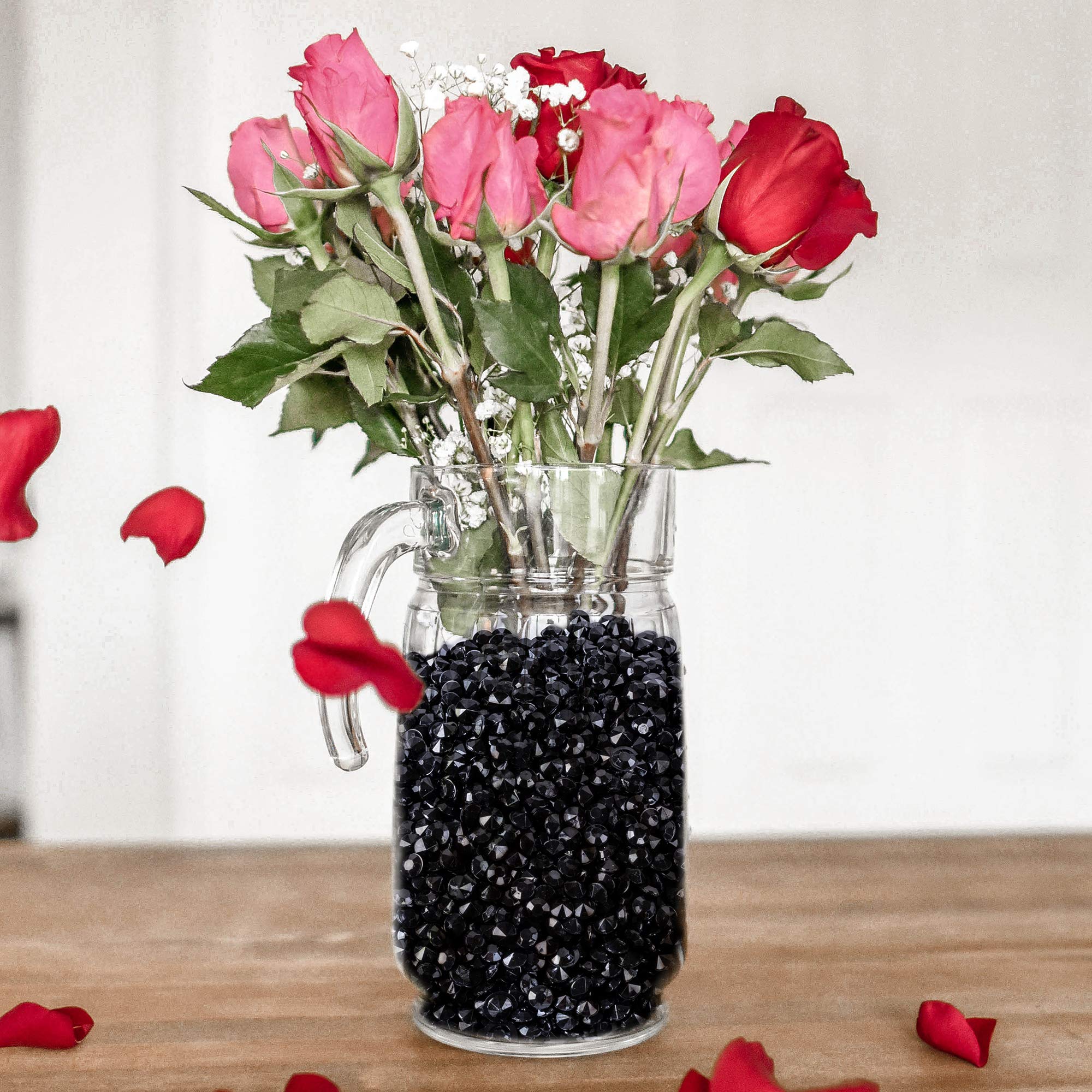 2000 Black Diamond Table Confetti Wedding Bridal Shower Party Decorations 1 Carat 6.5mm Black
