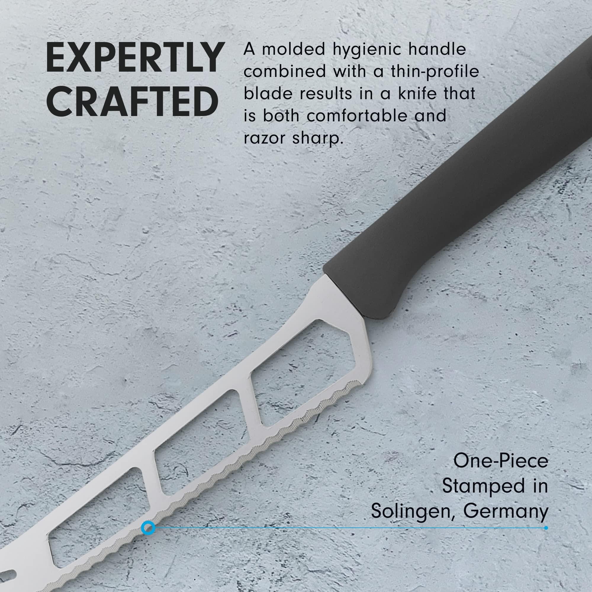 Messermeister German 6” Cheese & Tomato Knife, Black - Made in Solingen, Germany