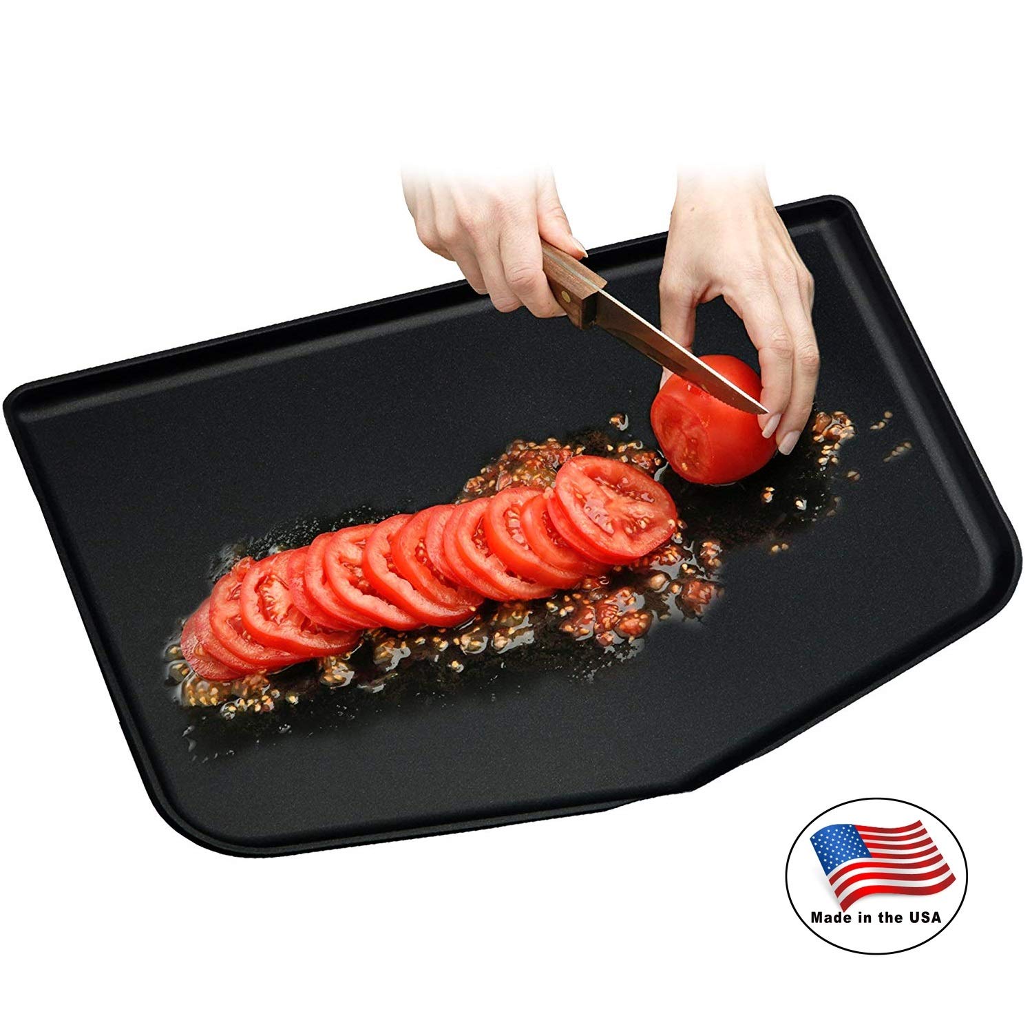 Chop Keeper Chopping Tray with Raised Sides and Easy-Guide Funnel, Midnight Black, Stainless and Copper, 3-Pack - Argee RG908/3
