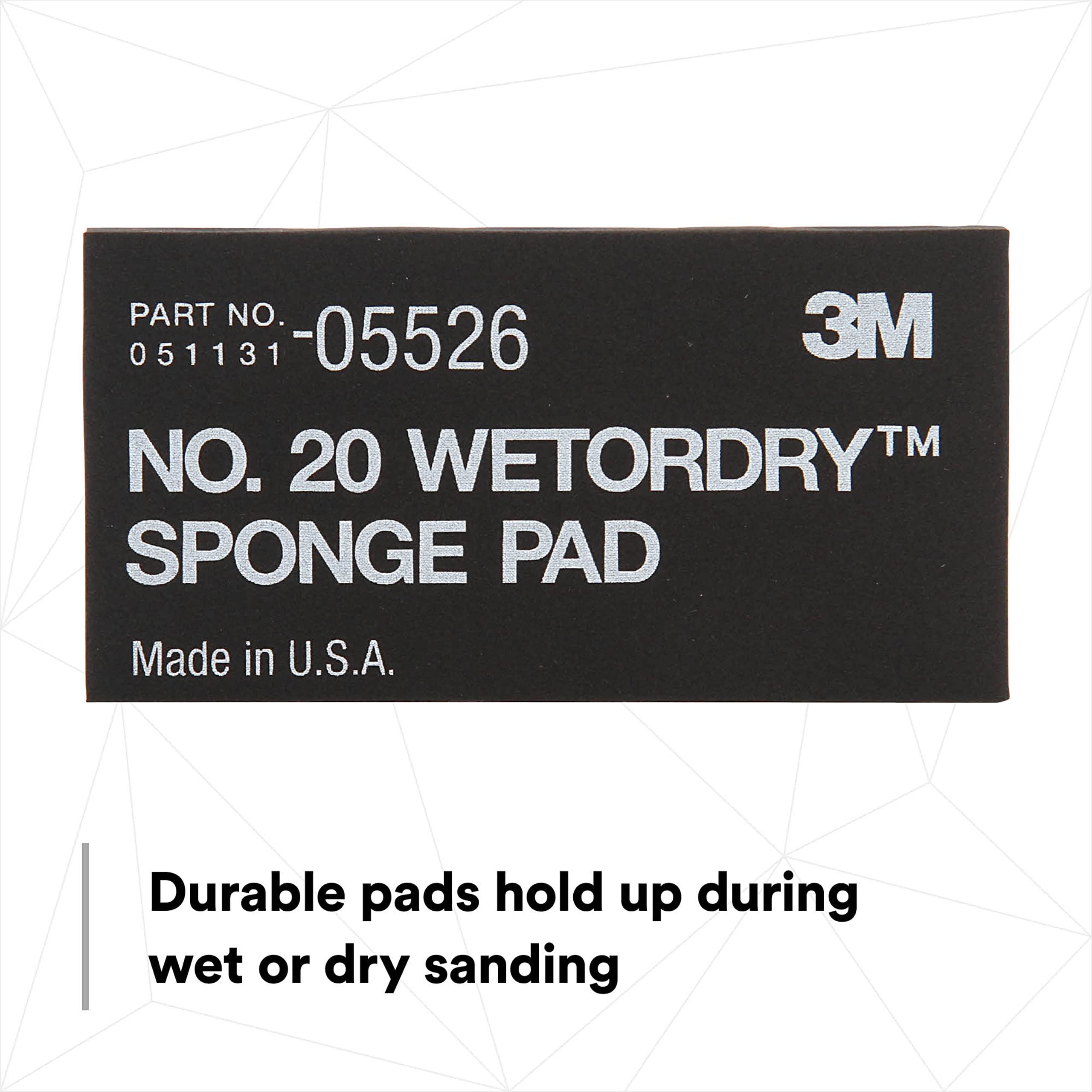 3M Wetordry Sponge Pad 20, 05526, 5 1/2 x 2-3/4 in x 3/8 in , Black