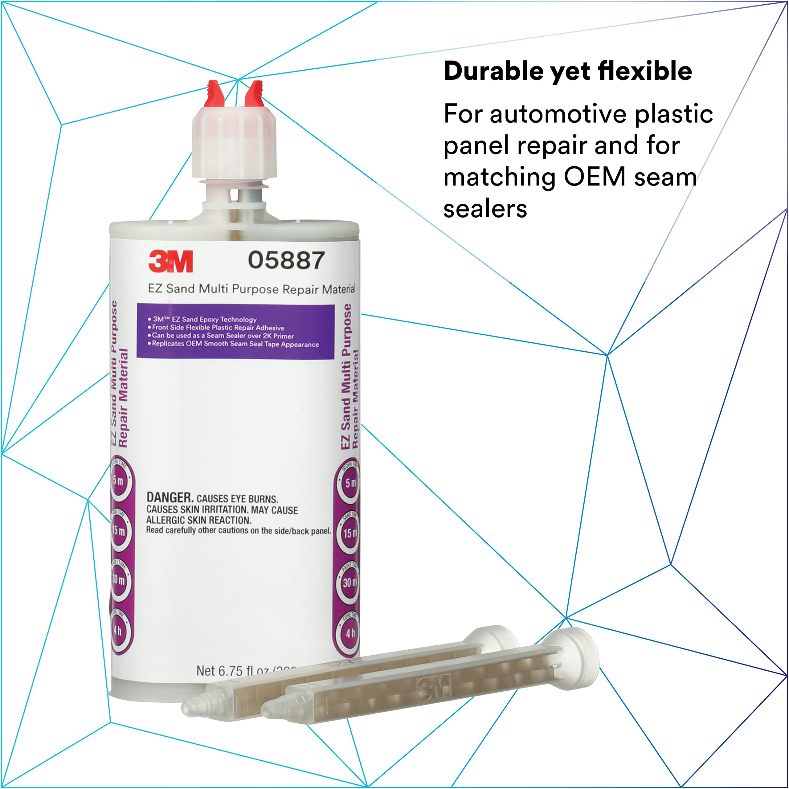 3M EZ Sand Multi Purpose Repair Material, 05887, Ready-To-Use, Two-Part Epoxy Finishing Adhesive, 200 mL/6.75 fl oz Cartridge
