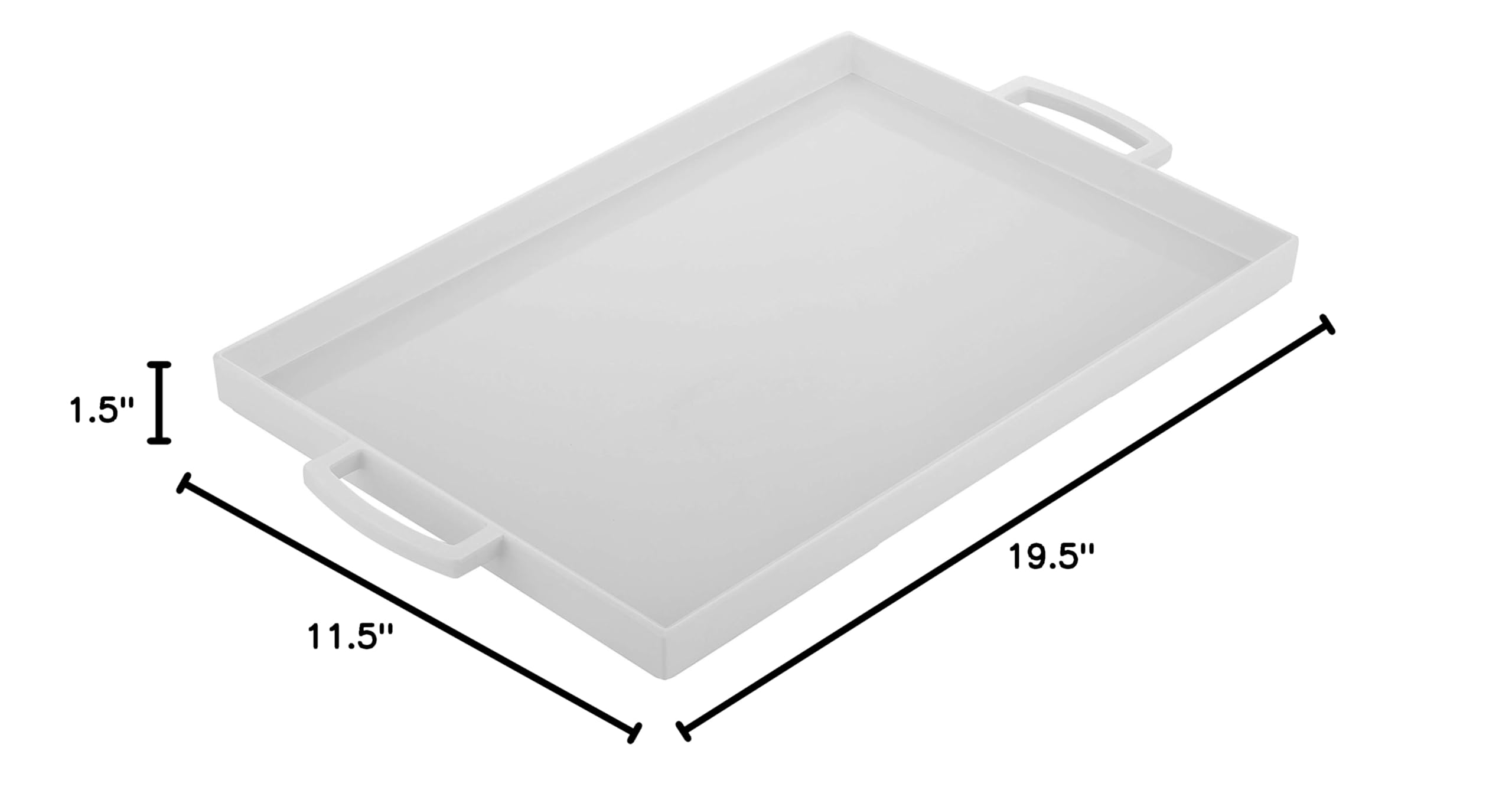Zak Designs, White Large Rectangle Meeme Melamine Serving Tray, Easy to Hold with Modular Design, Perfect Kitchen Dinnerware for Indoor/Outdoor Activities