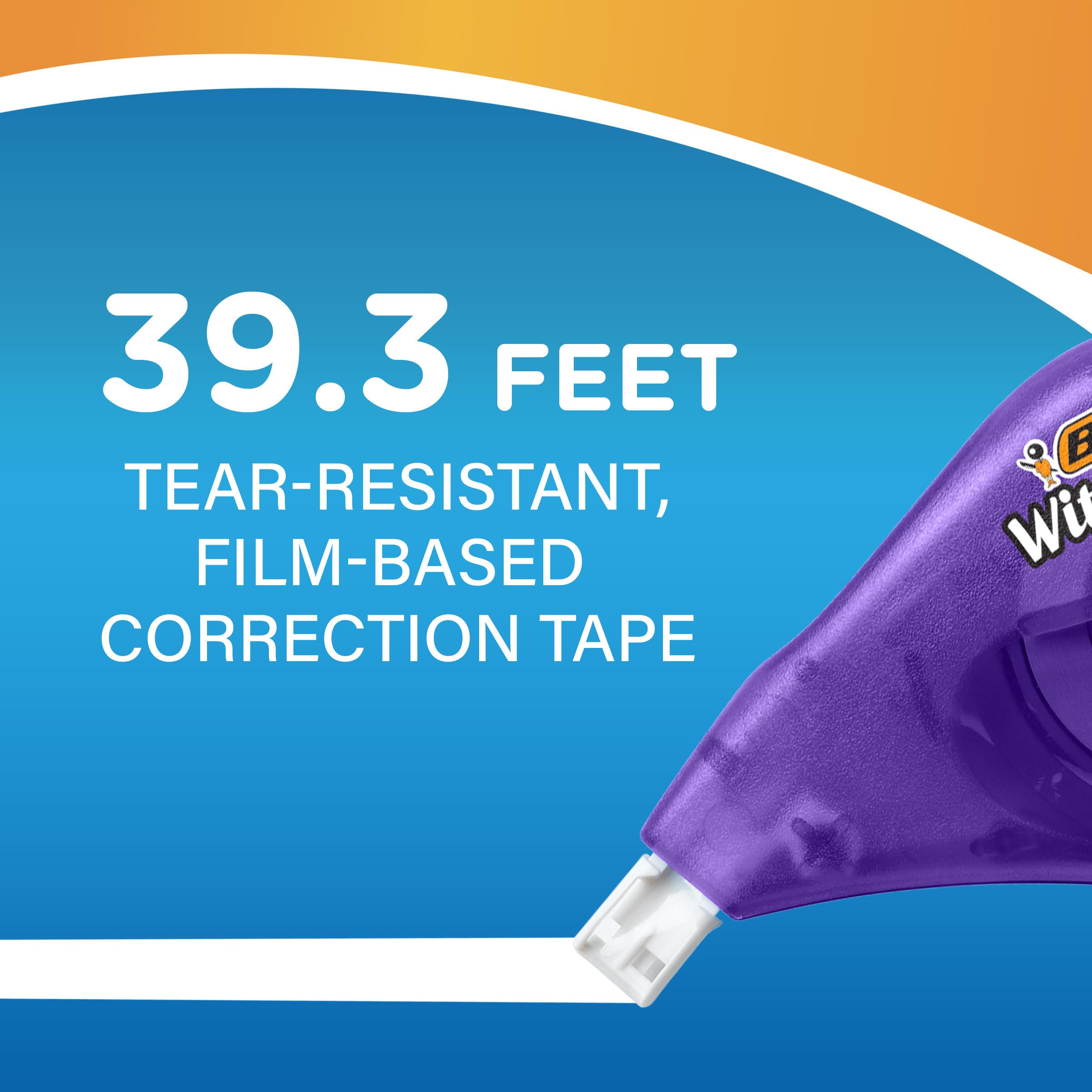 BIC Wite-Out Brand EZ Correct Correction Tape, 39.3 Feet, 10-Count Pack of white Correction Tape, Fast, Clean and Easy to Use Tear-Resistant Tape Office or School Supplies