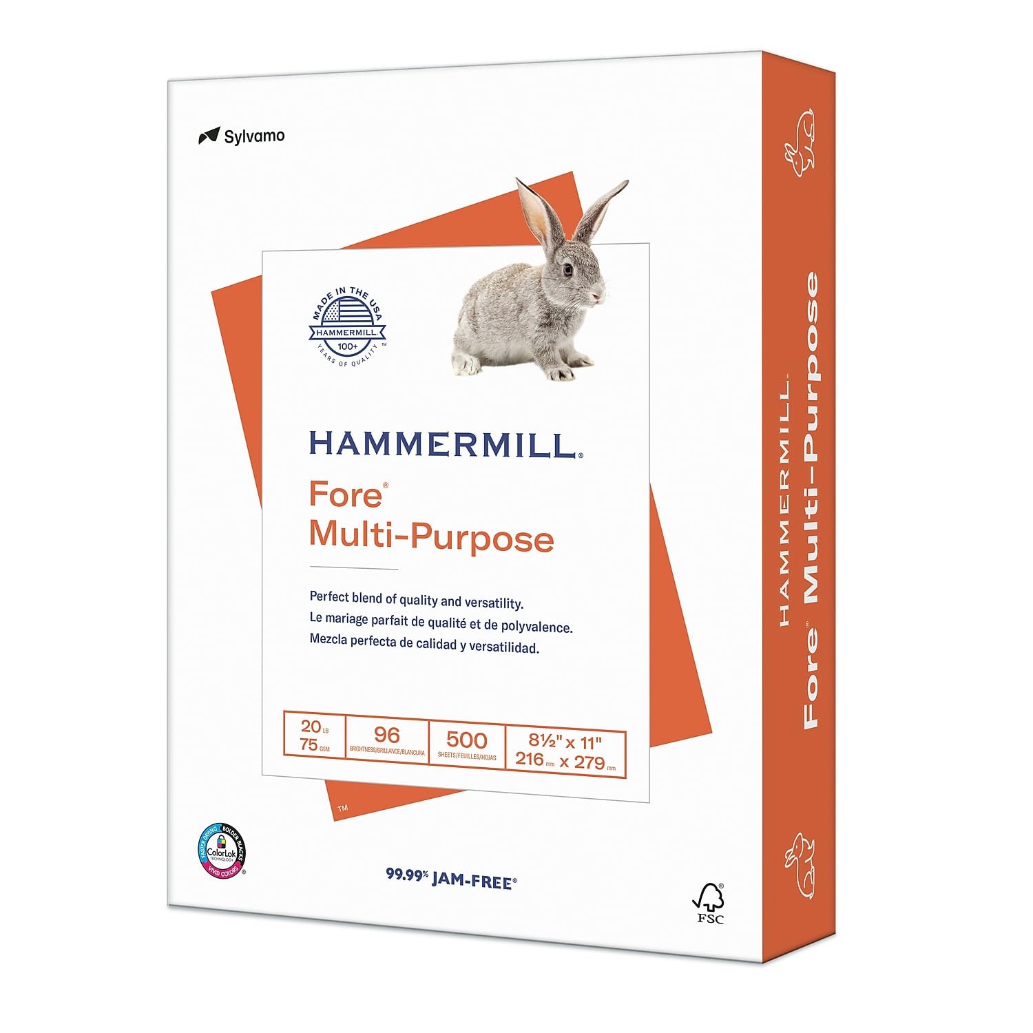 Hammermill Printer Paper, Fore Multipurpose 20 lb Copy Paper, 8.5 x 11 - 1 Ream (500 Sheets) - 96 Bright, Made in the USA, 103267