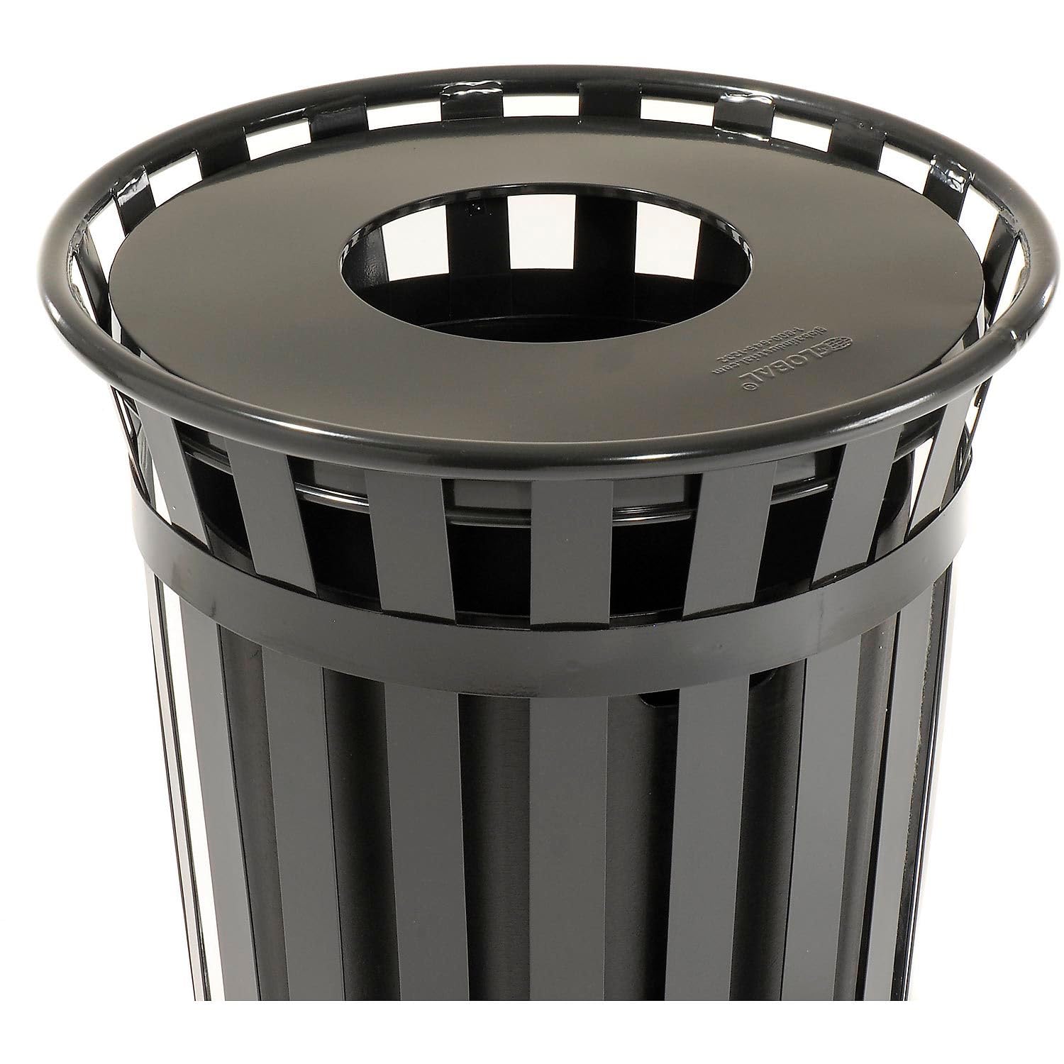 Global Industrial 36 Gallon Outdoor Metal Waste Receptacle, Black