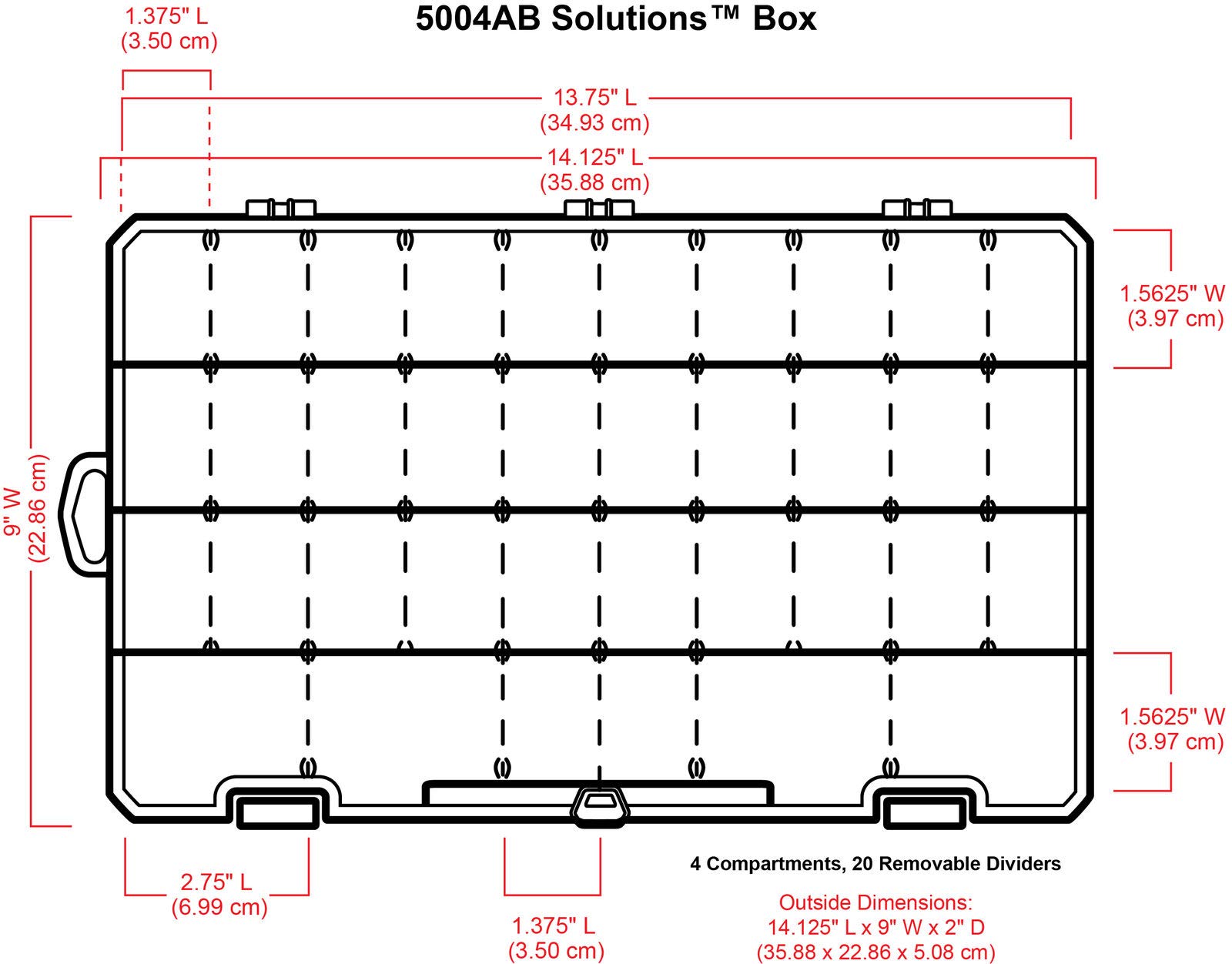 ArtBin 5004AB Large Solutions Box with Dividers, Art & Craft Organizer, [1] Plastic Storage Case, Clear