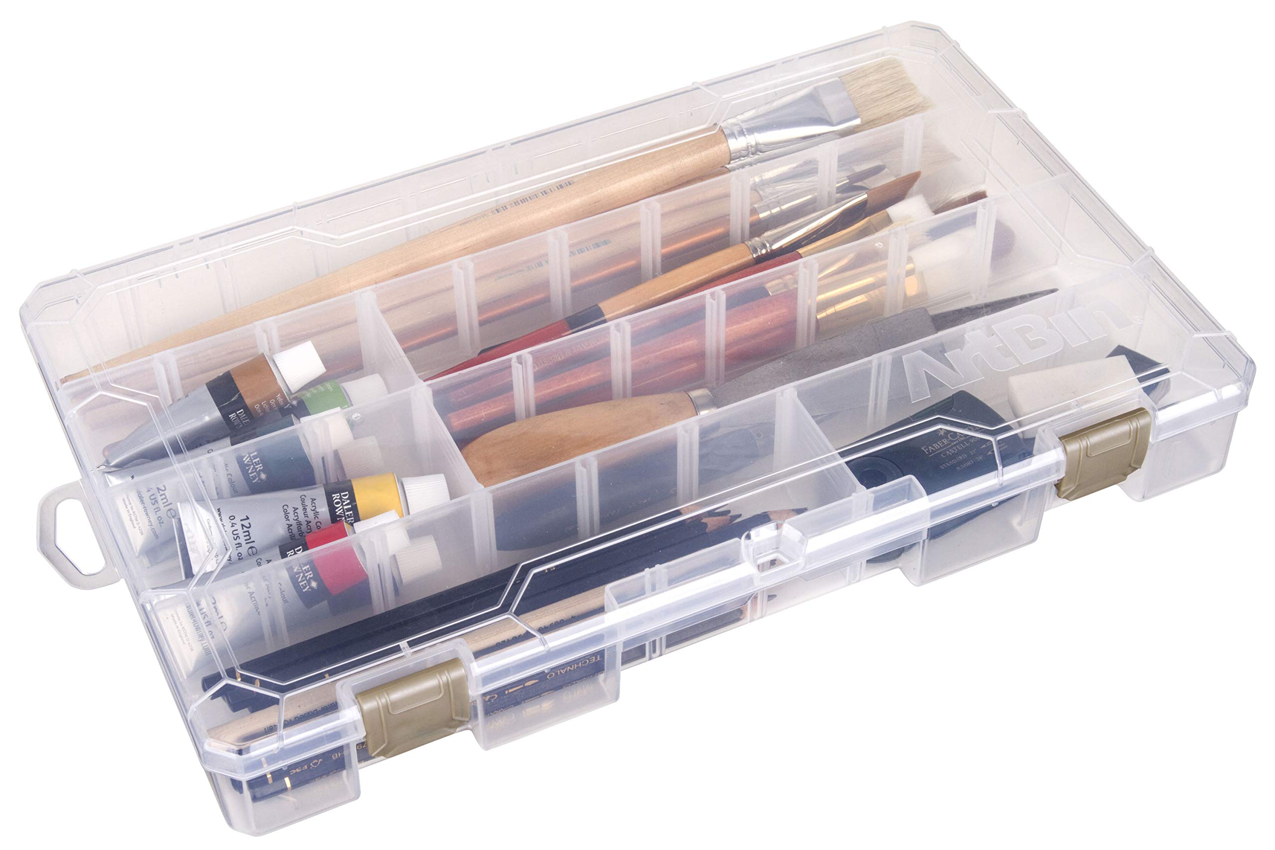 ArtBin 5004AB Large Solutions Box with Dividers, Art & Craft Organizer, [1] Plastic Storage Case, Clear