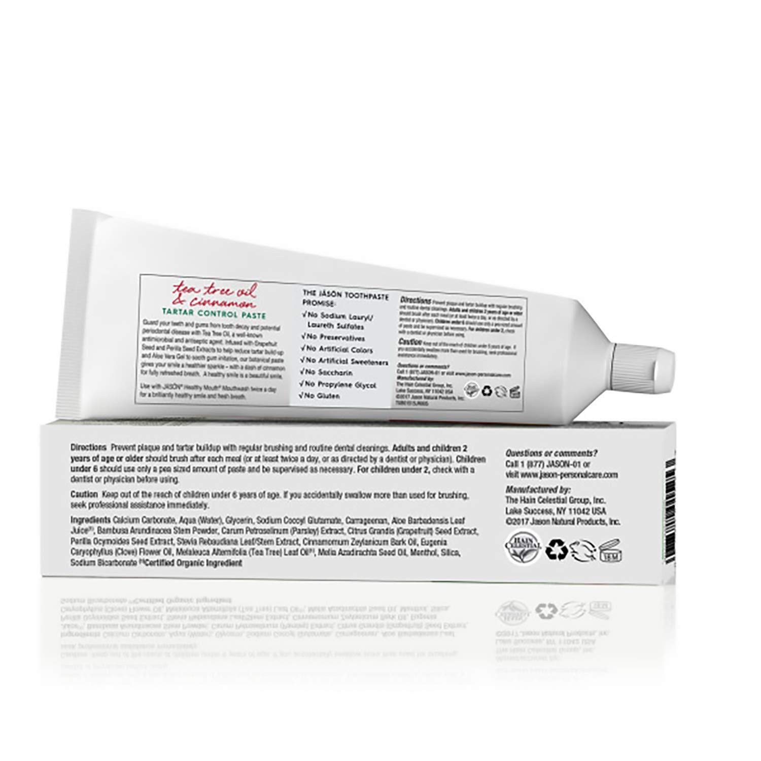 Jason Healthy Mouth Tartar Control Fluoride-Free Paste, Tea Tree Oil & Cinnamon, 4.2 Oz (Packaging May Vary)