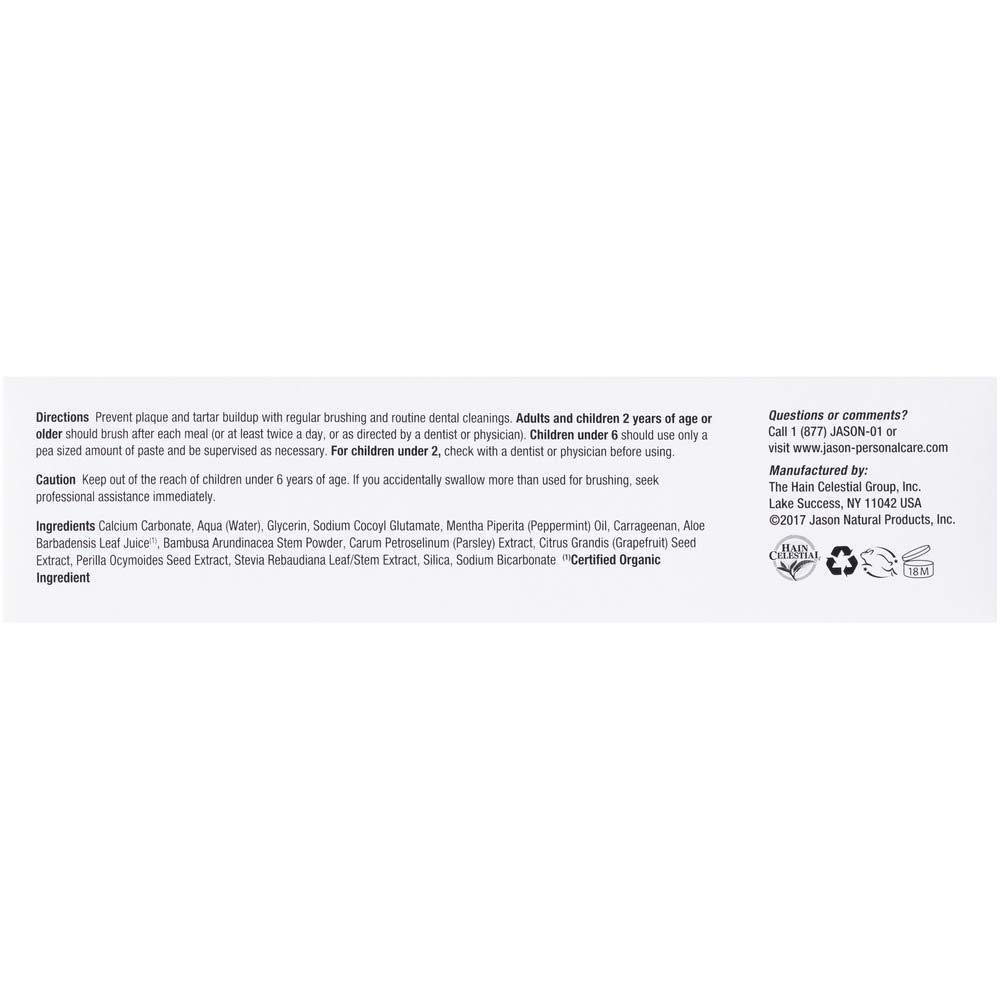 Jason Healthy Mouth Tartar Control Fluoride-Free Paste, Tea Tree Oil & Cinnamon, 4.2 Oz (Packaging May Vary)