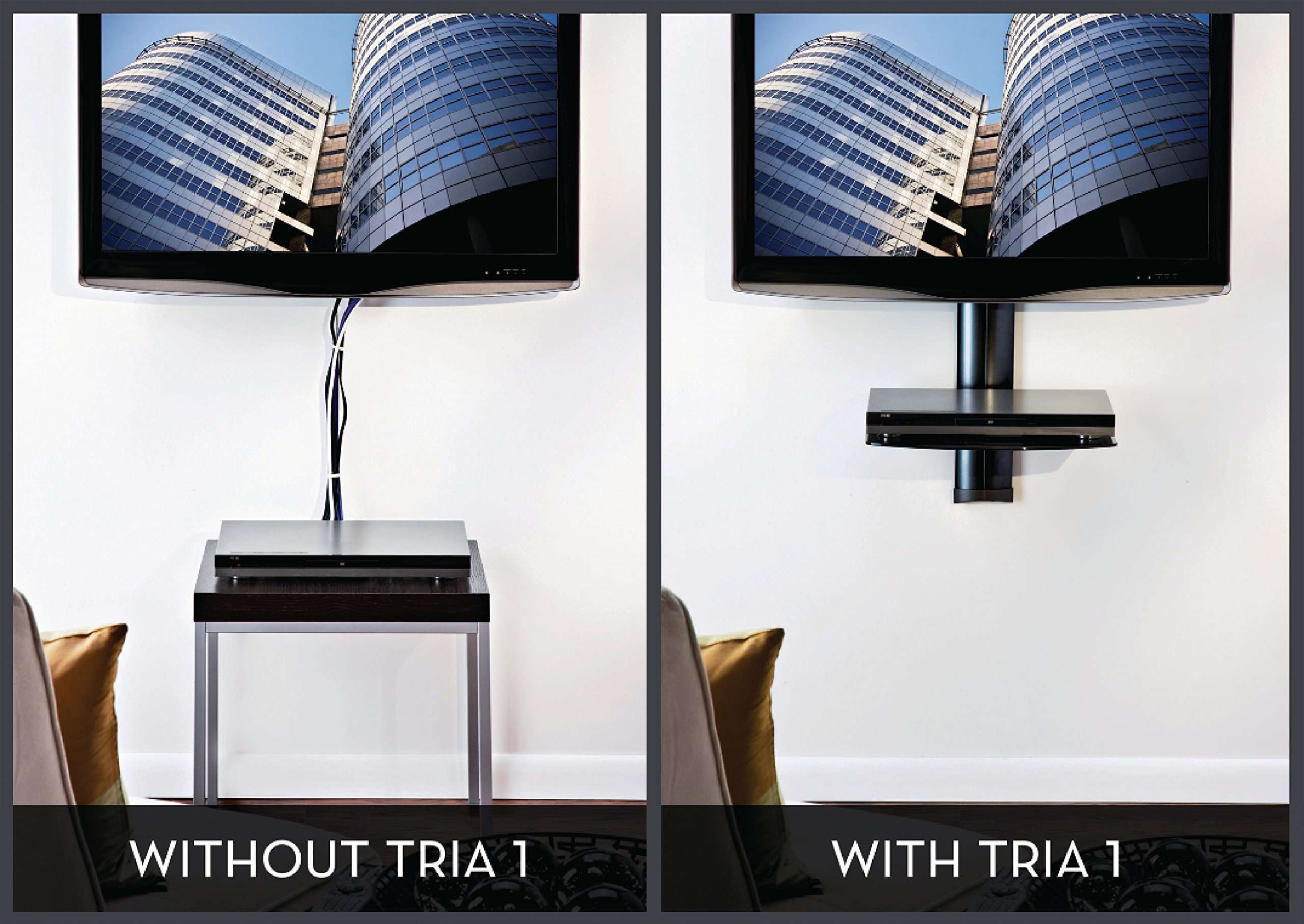 Omnimount Tria 1 B 1-Shelf Wall Furniture - Black/Dark Glass