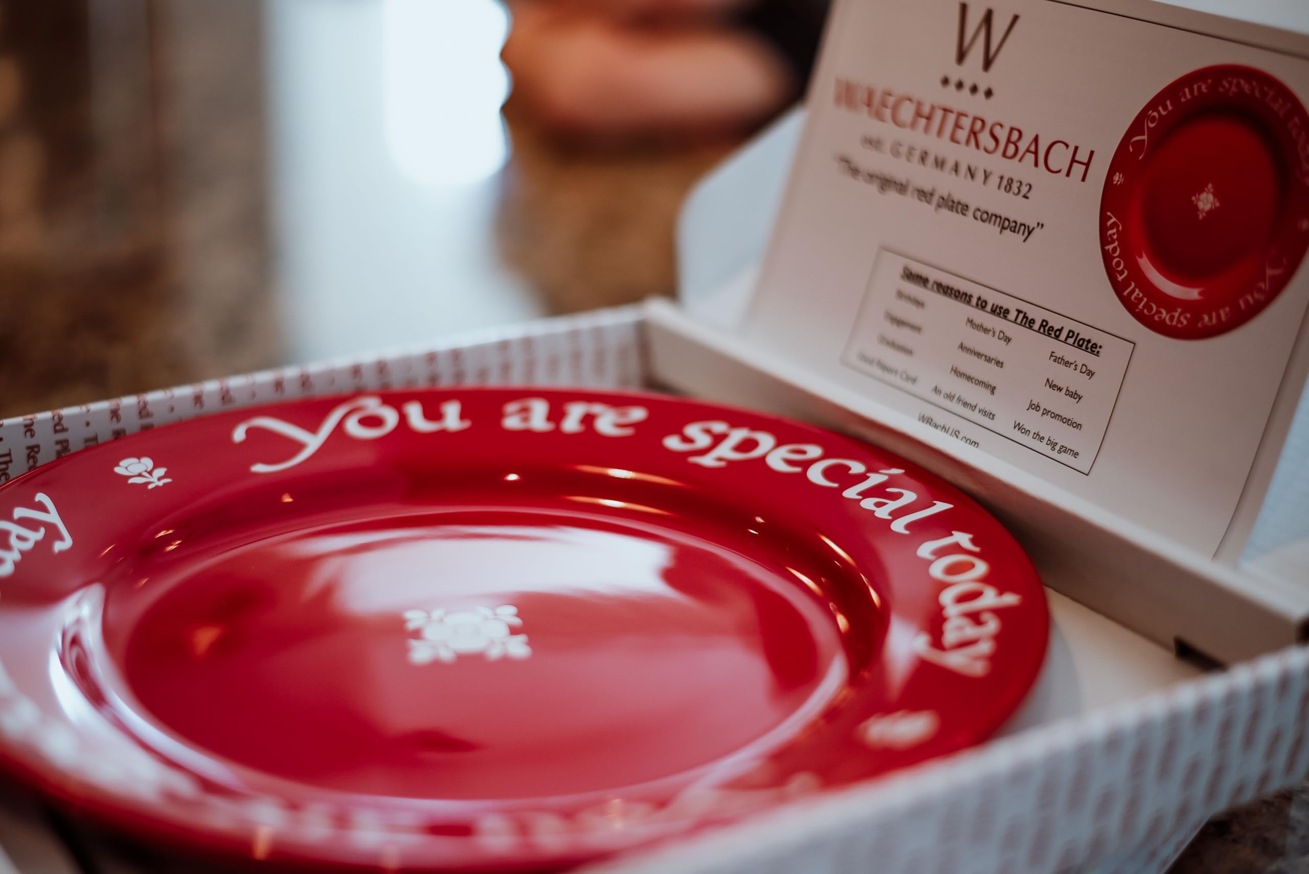 Waechtersbach You Are Special Plate, Birthday Plate or Special Occasion Plate for Celebrations – Red Dinner Plate, Microwave & Dishwasher Safe Cherry Red Plate w/ Pen & Gift Box (10.75”)