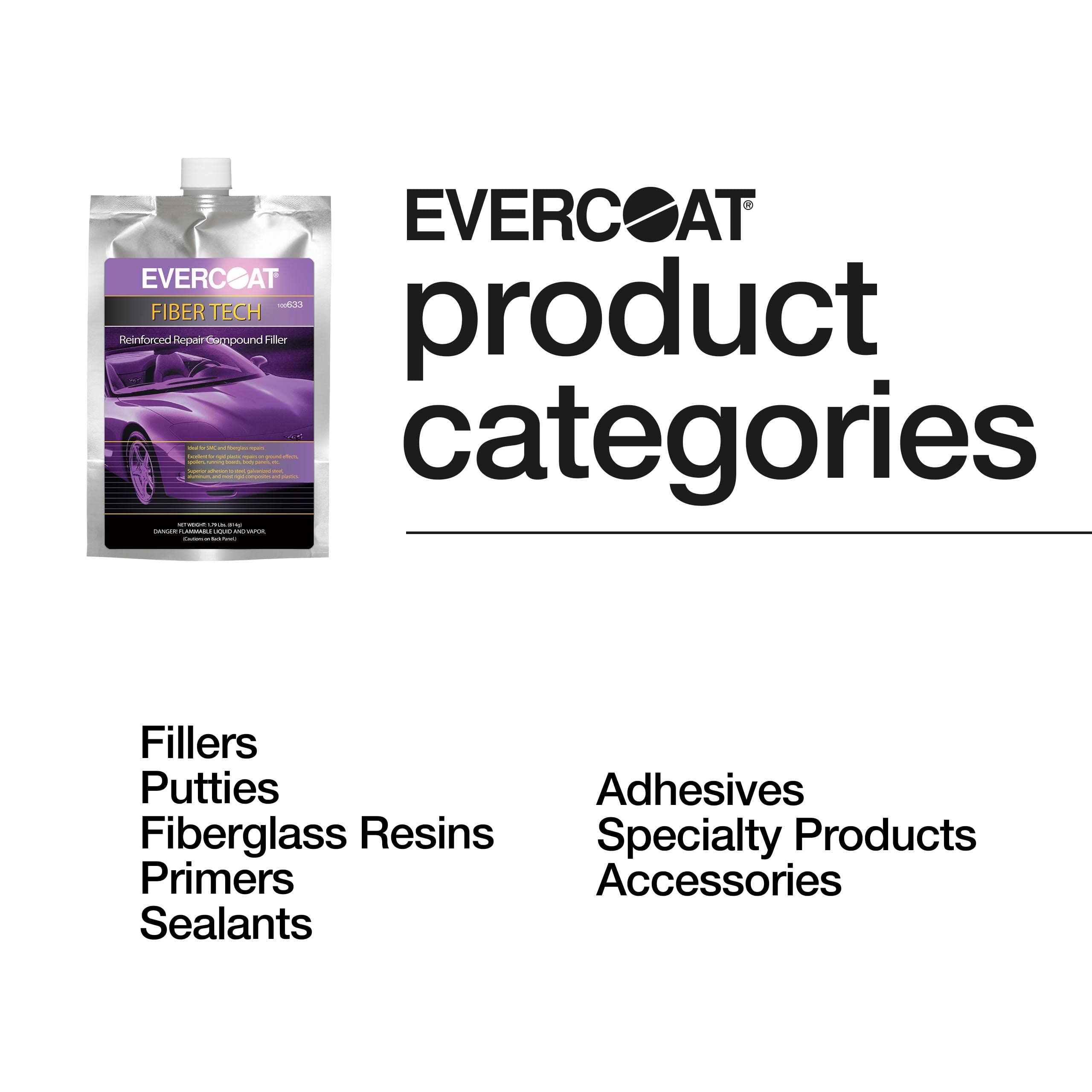 Evercoat Fiber Tech Reinforced Repair Compound for Galvanized Steel, Aluminum, and More - 814 Grams