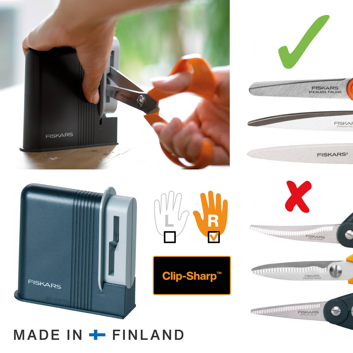 Fiskars 1005137 Scissors Sharpener, 3.5 x 10.2 x 9.8 cm, Orange