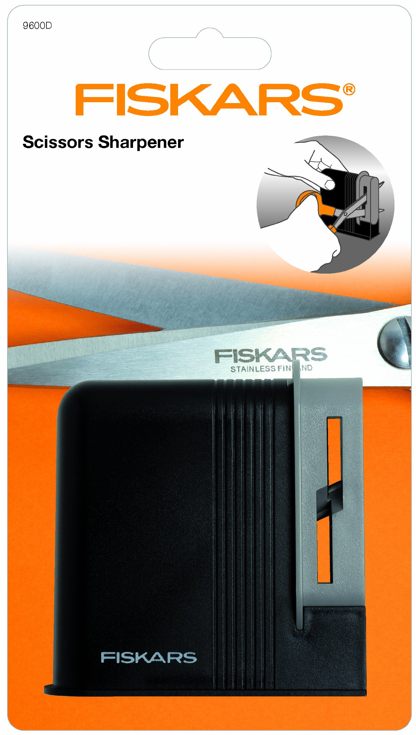 Fiskars 1005137 Scissors Sharpener, 3.5 x 10.2 x 9.8 cm, Orange