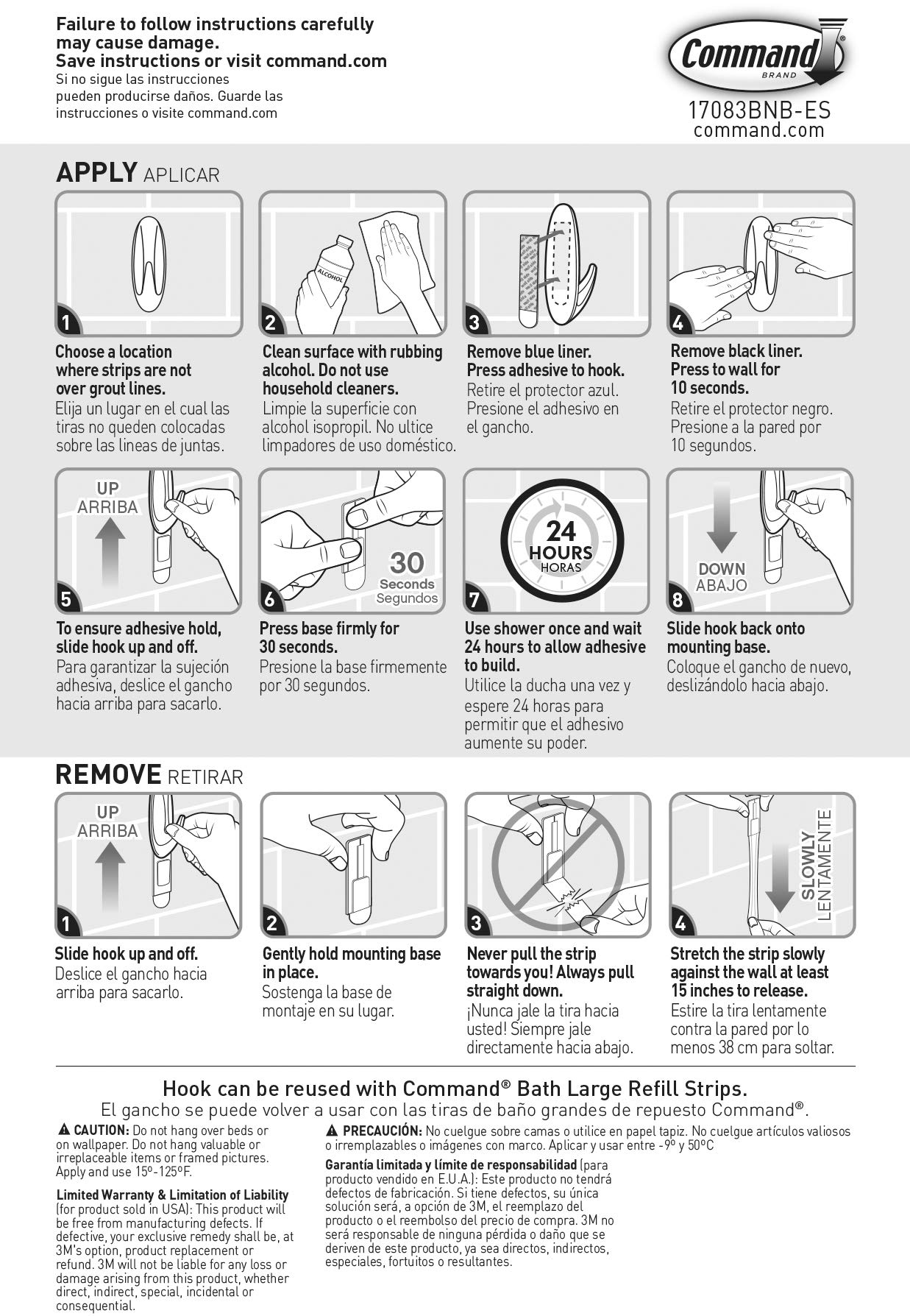 Command Designer Bath Hook, Large, White, 1-Hook with Water-Resistant Strips (17083B-ES), Organize your dorm
