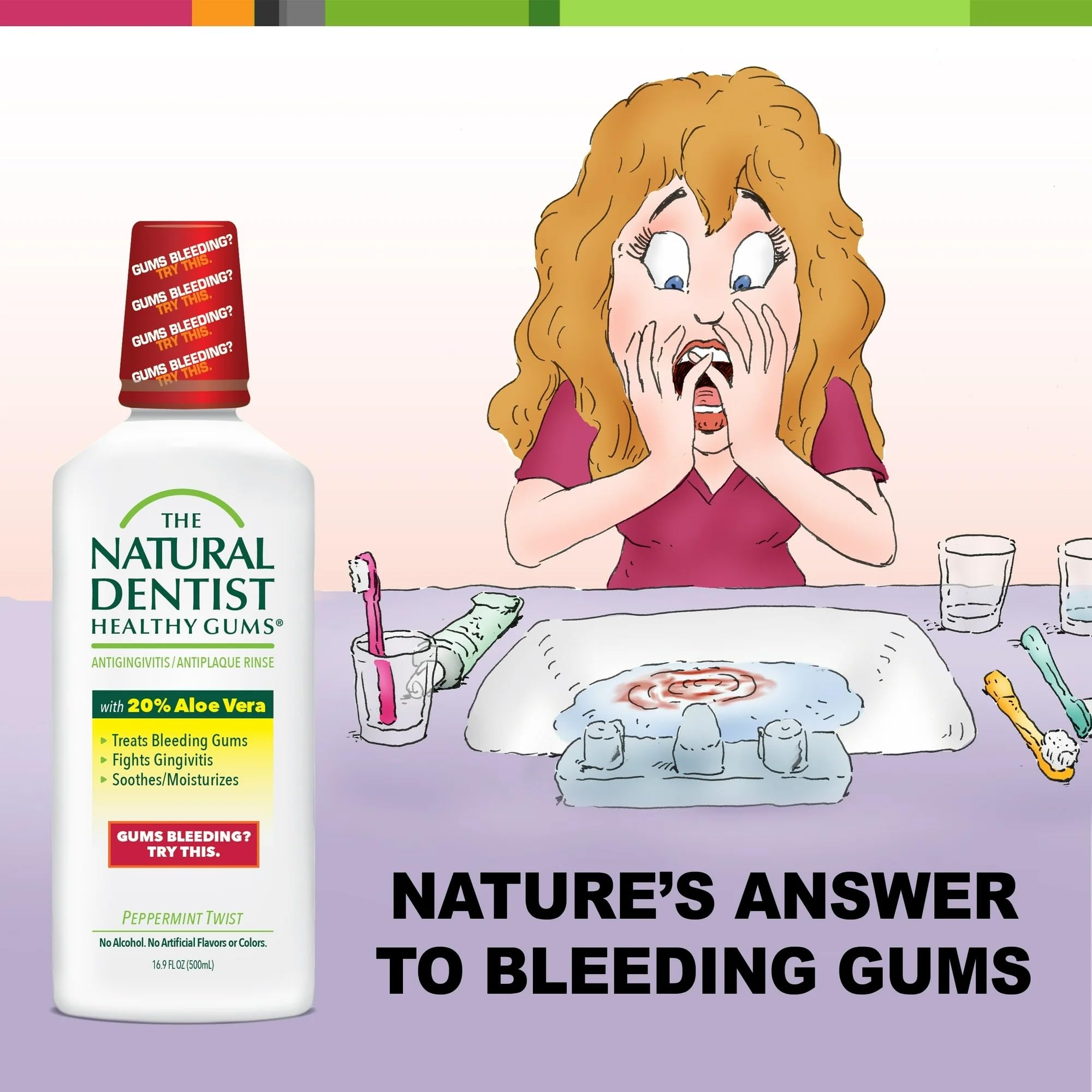 The Natural Dentist Moisturizing Healthy Gums Antigingivitis Rinse, Peppermint Twist 16.90 oz (Pack of 3)