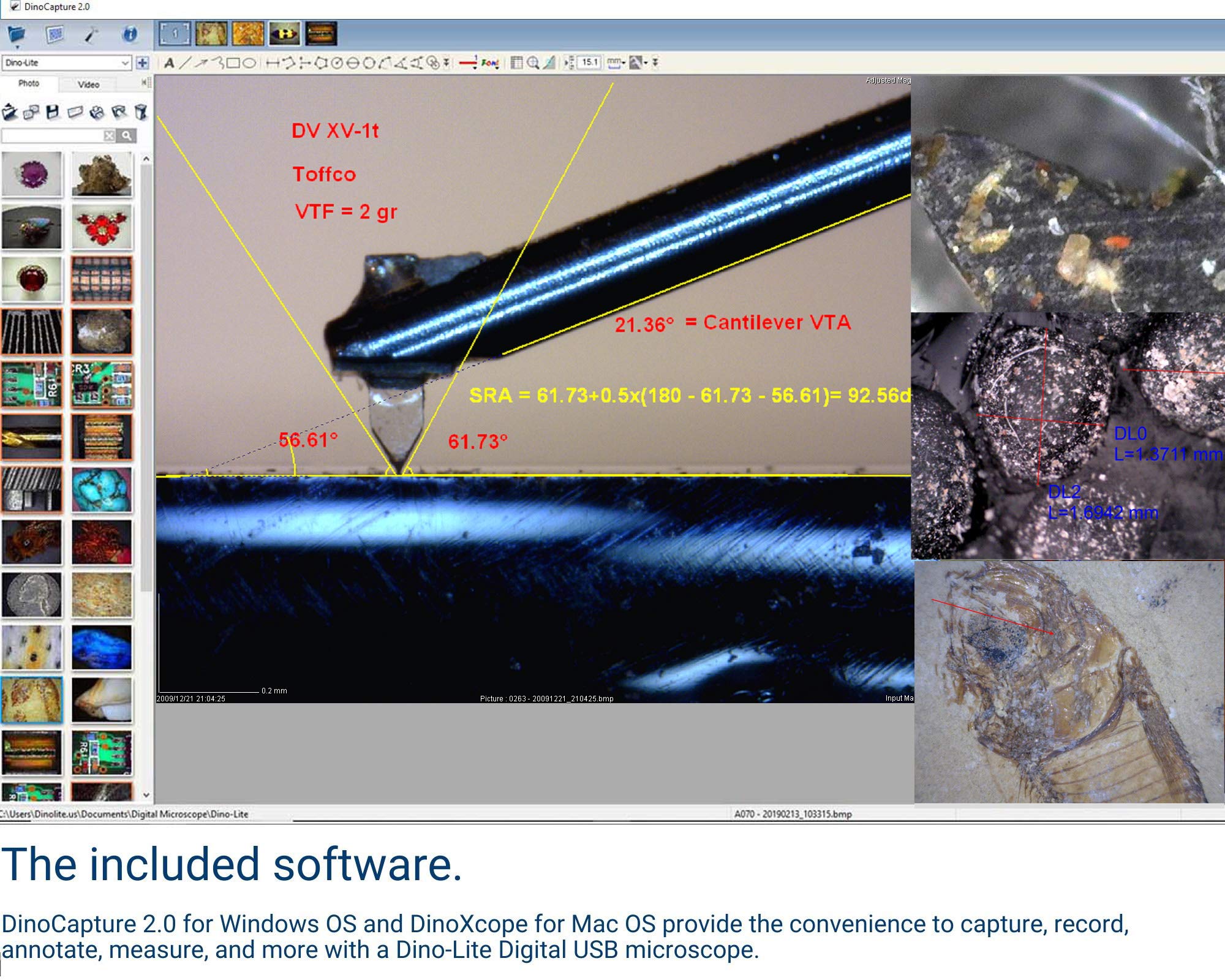 Dino-Lite USB Digital Microscope AM3113 - 0.3MP, 10x - 50x, 230x Optical Magnification, Measurement