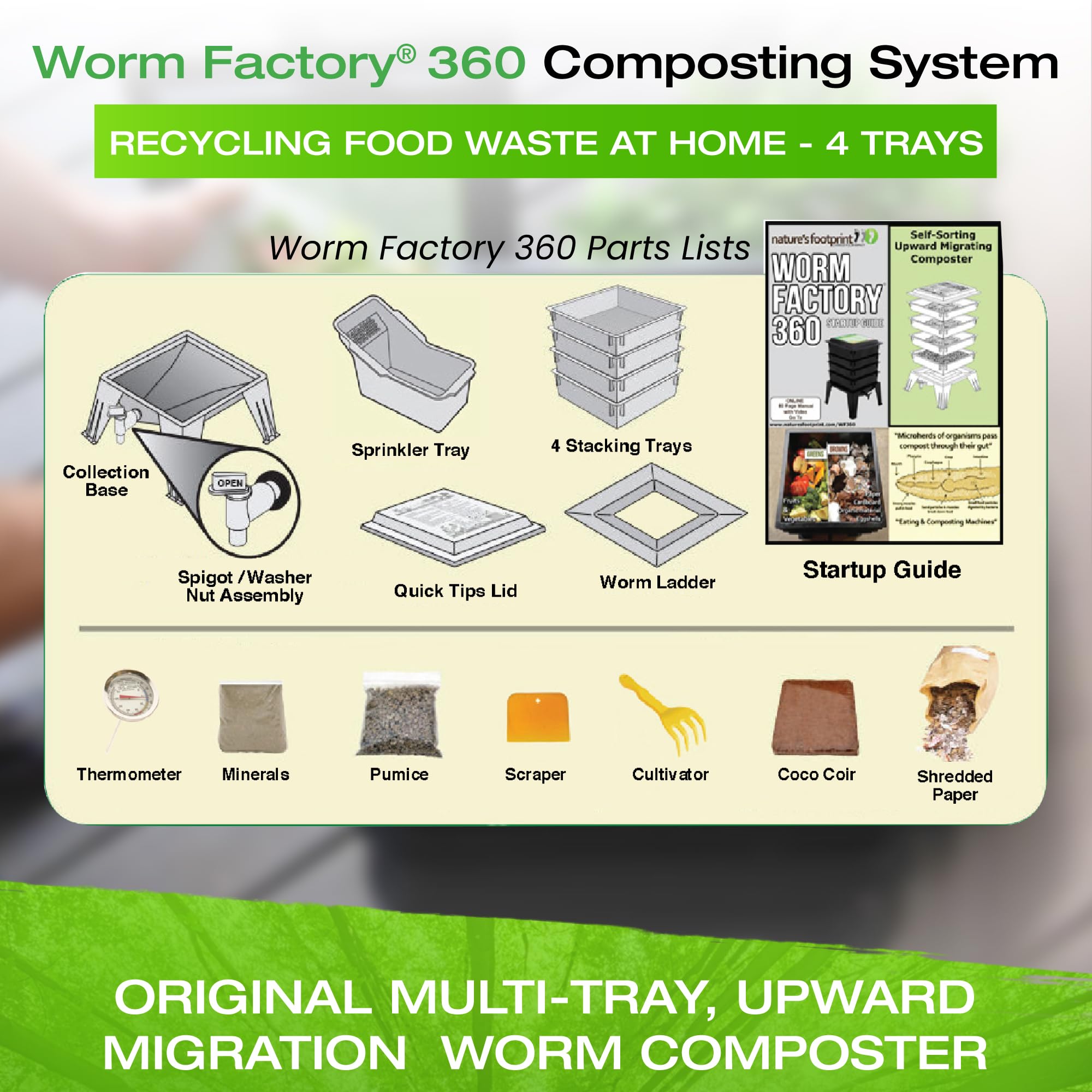 Worm Factory 360 Black US Made Composting System for Recycling Food Waste at Home