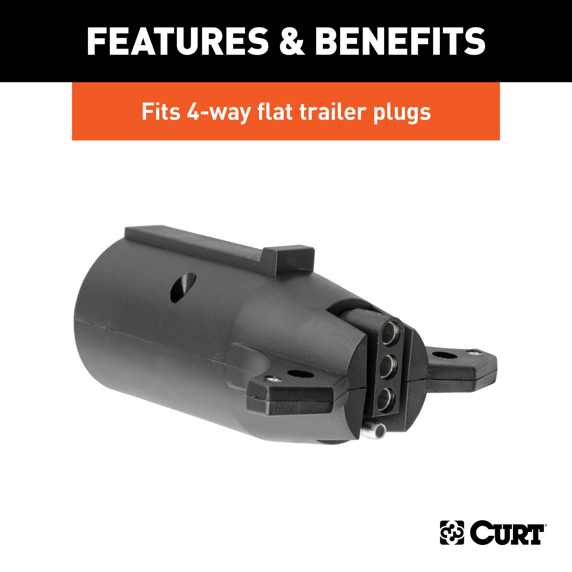 CURT 57241 7-Way RV Blade Vehicle-Side to 4-Way Flat Trailer Wiring Adapter
