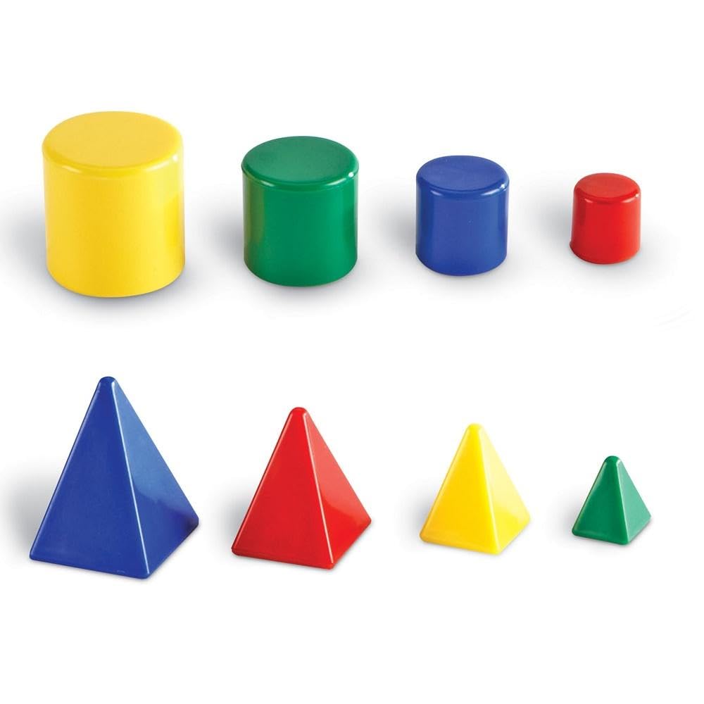 Learning Resources Mini GeoSolids, Geometry for Kids, Homeschool, Colorful Plastic Geometric Shapes, Teacher Accessories, 32 Pieces, Ages 5+