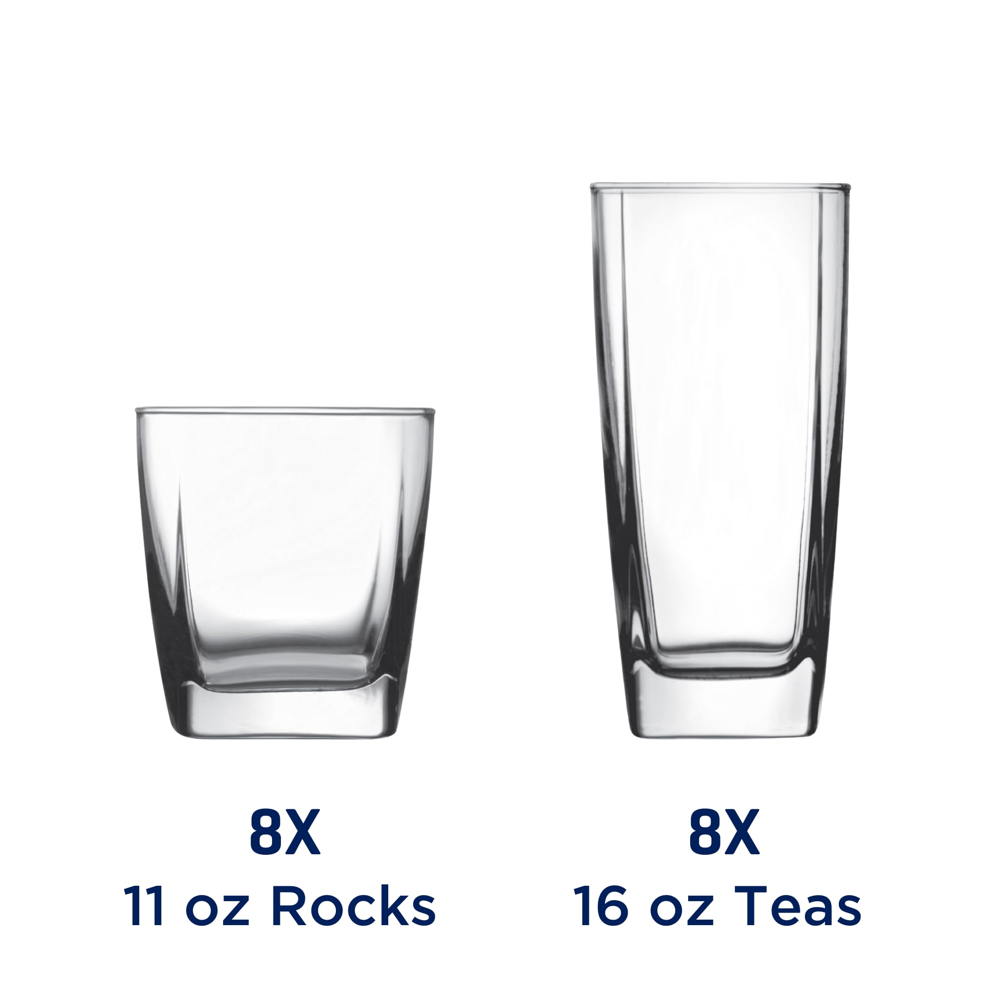 Anchor Hocking Rio Small and Large Drinking Glasses, Set of 16, Clear, 80850L13