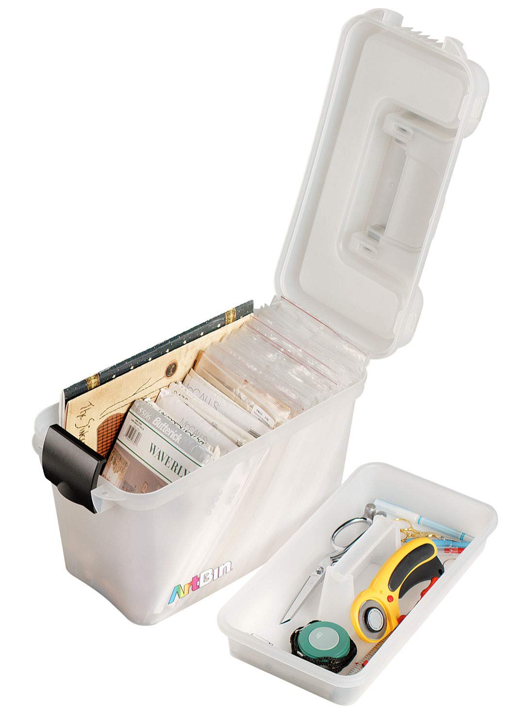 ArtBin 8408AB Sidekick Carrying Case, Portable Art & Craft Organizer with Handle, [1] Plastic Storage Case, Translucent