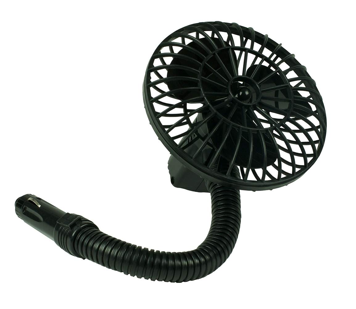 Koolatron 12V Mini Car Fan, Direct Plug-in portable fan with flexible and adjustable neck, ideal for cans, vans, trucks, RVs, boats and small personal airplanes.