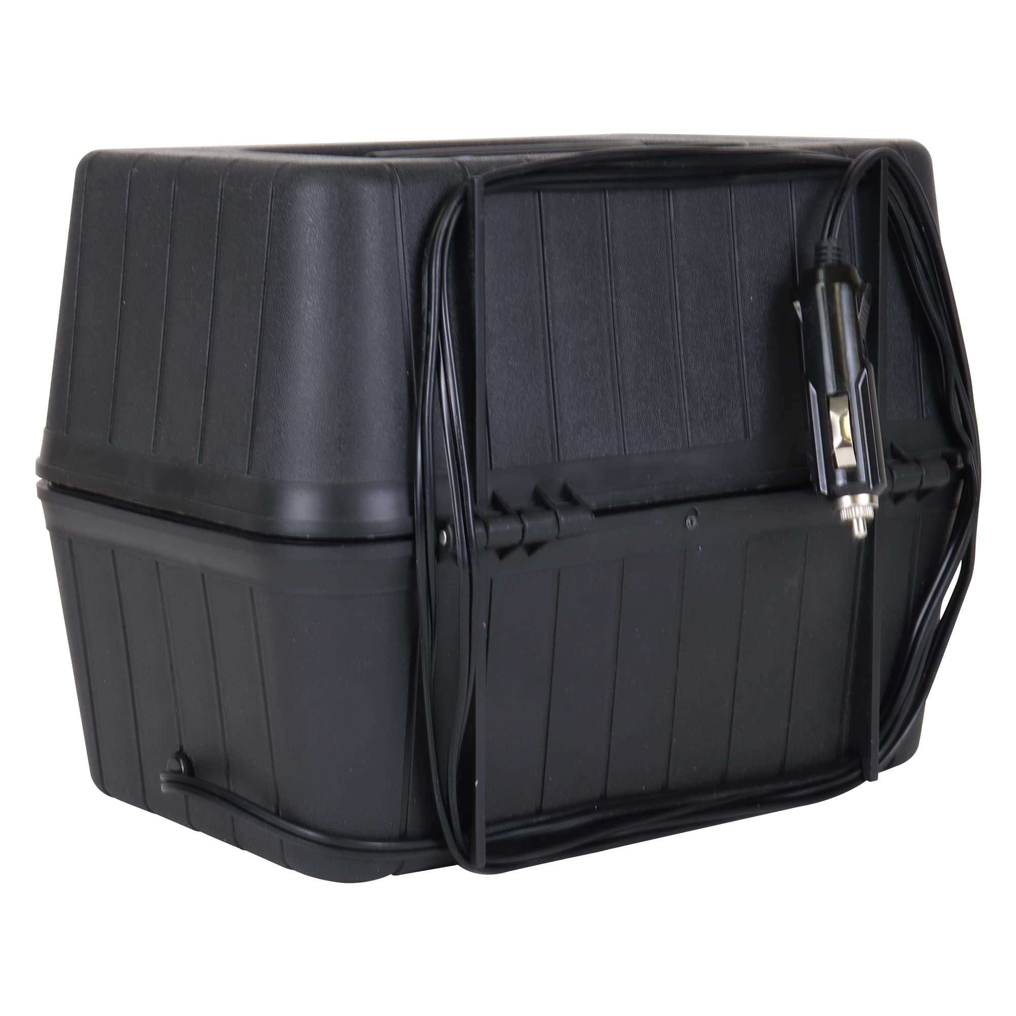 Koolatron 12V Heating Lunch Box Stove, 1.6 Qt (1.5 L), Black, 6 ft (1.8m) Power Cord, Heats to 300F (149C), Built-In Cord Storage, Classic Construction Worker Lunchbox, for Car, SUV, Pickup Truck