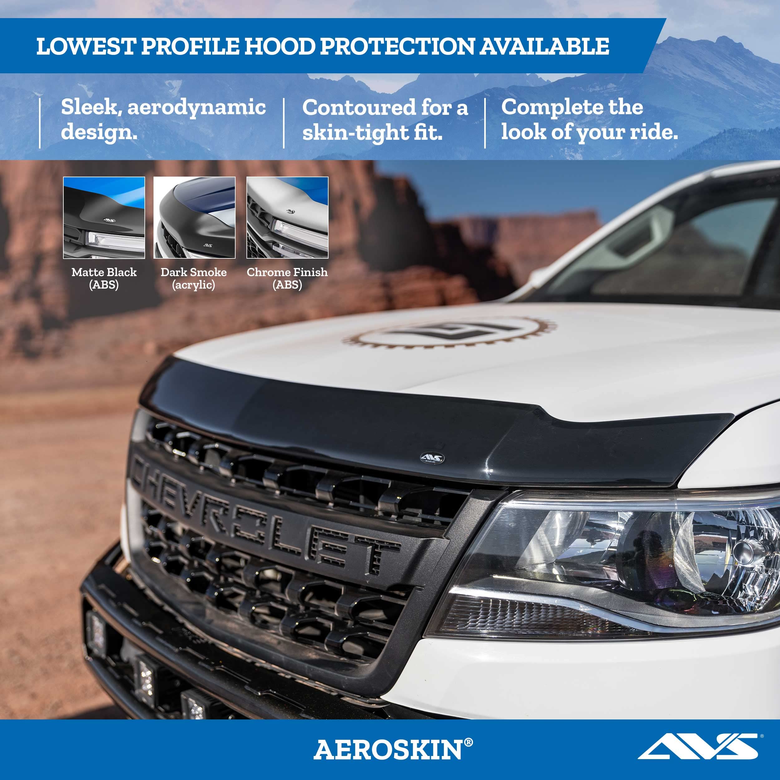 Auto Ventshade [AVS] Aeroskin Chrome Hood Protector | Low Profile, Chrome, 1 pc | 622001 | Fits 2009 - 2014 Ford F-150 (Excludes Raptor Model)