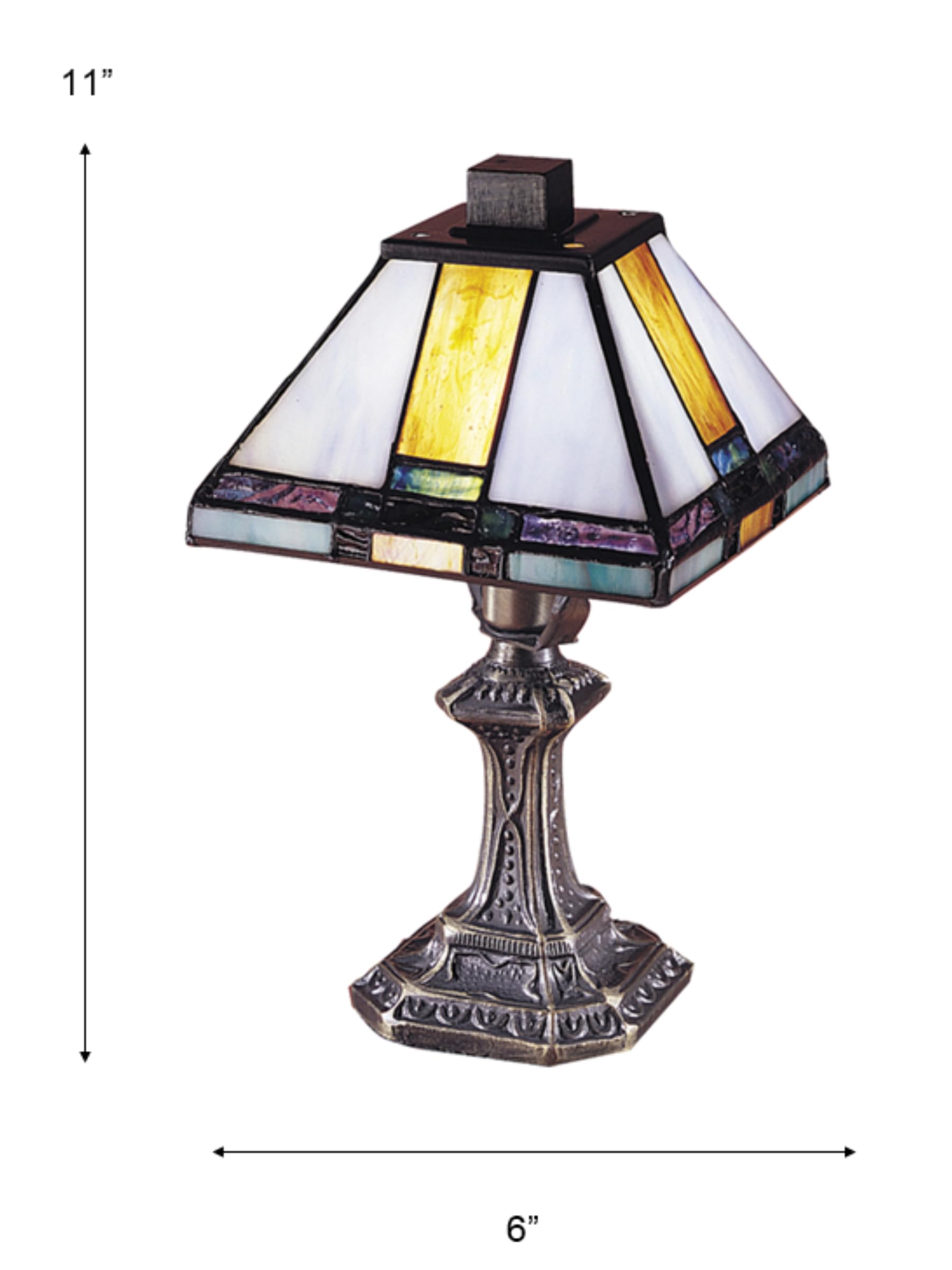 Dale Tiffany 8706 Tiffany/Mica One Light Accent Table Lamp from Miniature Collection in Bronze/Dark Finish, 6.00 inches, Antique Brass
