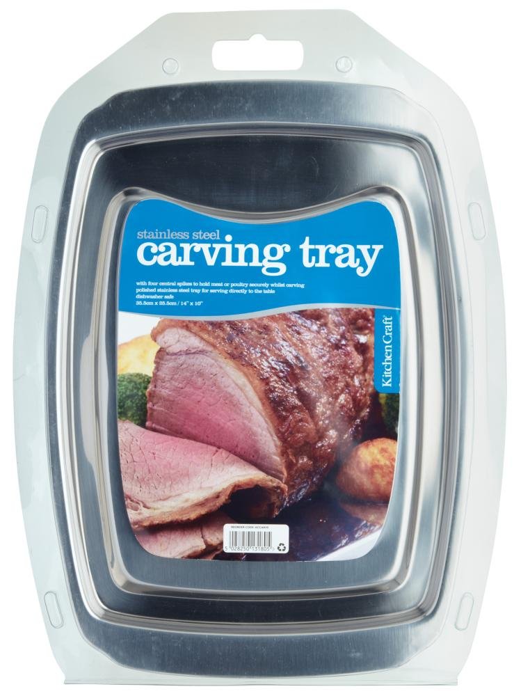 MasterClass Spiked Carving Tray, Stainless Steel, Silver, 38 x 26.5cm