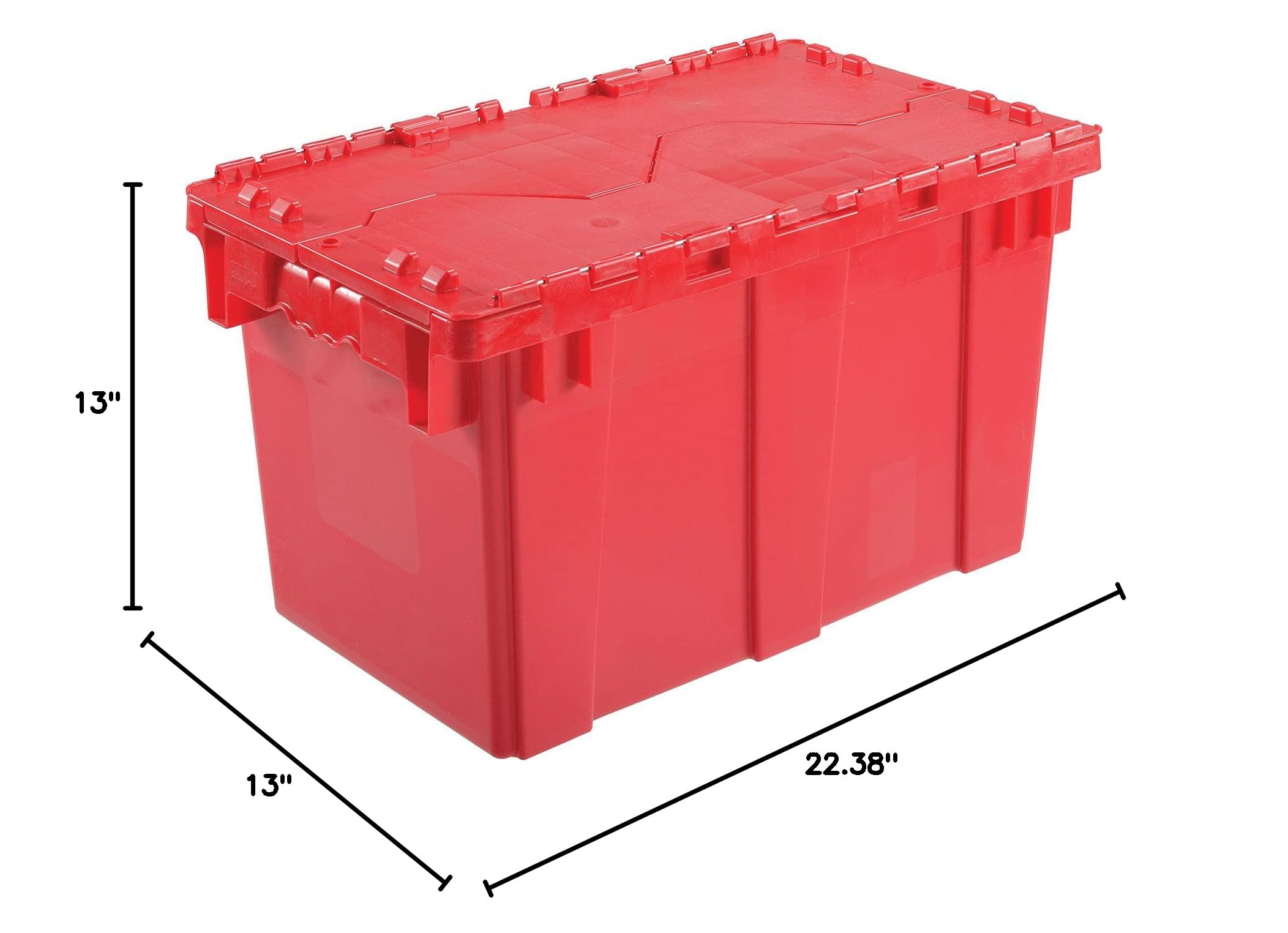 Distribution Container with Hinged Lid, 22-3/8x13x13, Red
