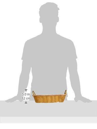 Winco PWBN-12B Rectangular Woven Basket with Handles, 12-Inch by 8-Inch by 3-Inch,Brown,Medium