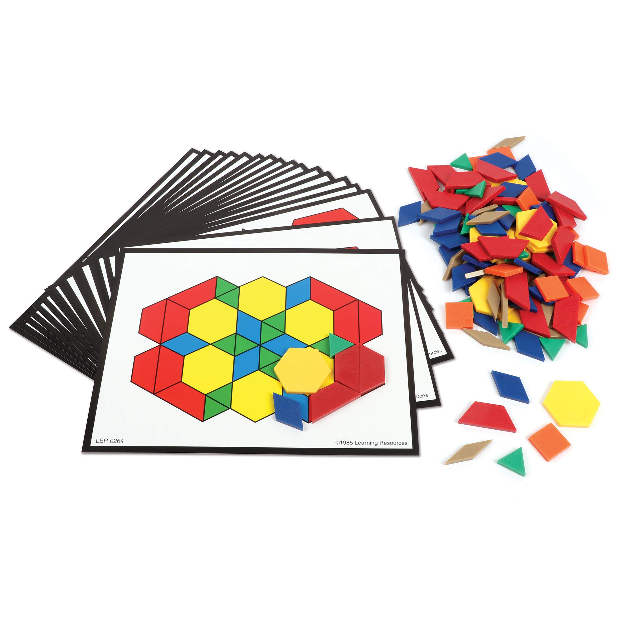 Learning Resources Pattern Block Activity Pack, Pattern Block Cards for Kids, Geometric Shapes, 142 Pieces, Ages 7+
