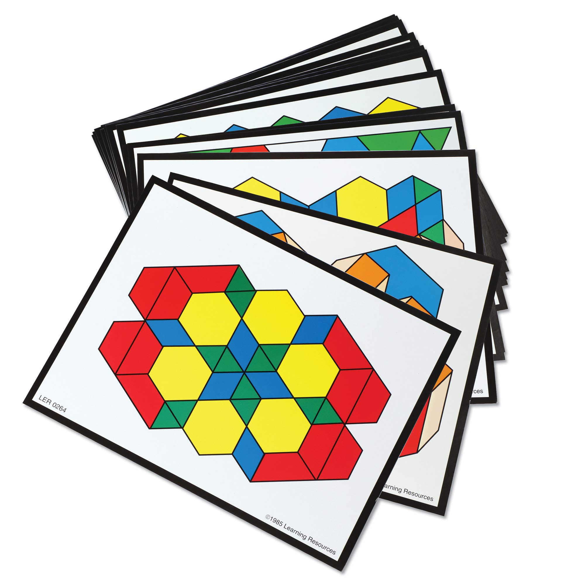 Learning Resources Pattern Block Activity Pack, Pattern Block Cards for Kids, Geometric Shapes, 142 Pieces, Ages 7+