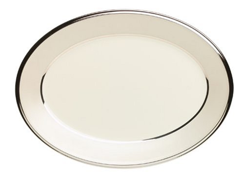 Lenox Ivory Frost Platinum Banded Ivory China 13-Inch Oval Platter