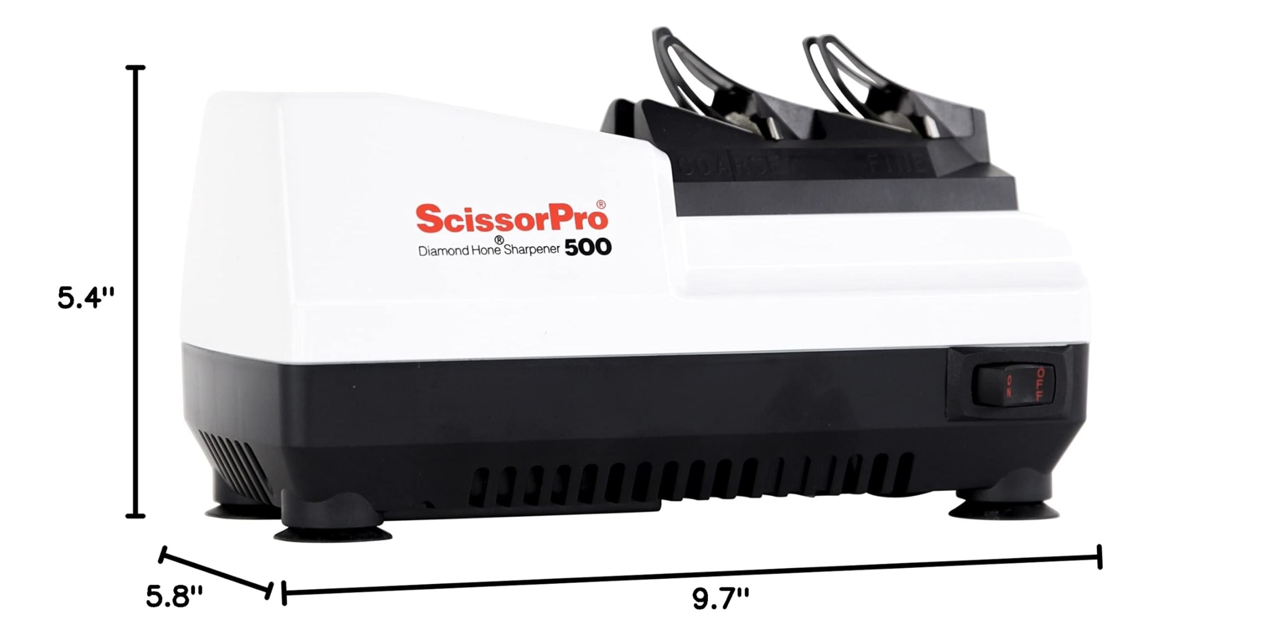 Chef's Choice Scissorpro Electric Professional with Diamond Hone Features Precise Angle Guides Sharpens a Variety of Household Scissors, 2-Stage, White