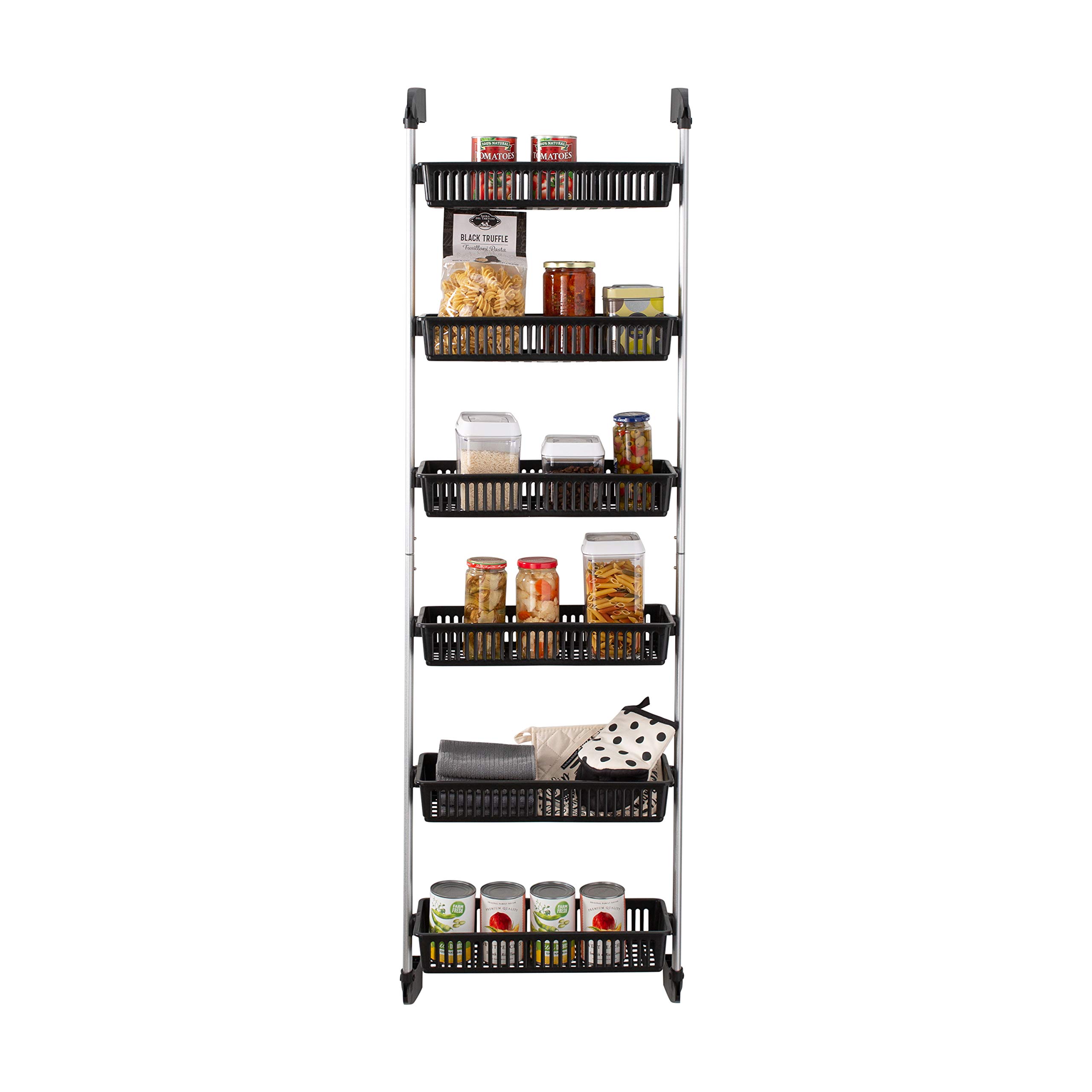 Organize It All Over The Door 2-Basket Hanging Storage With Bottom Bar Towel Hooks