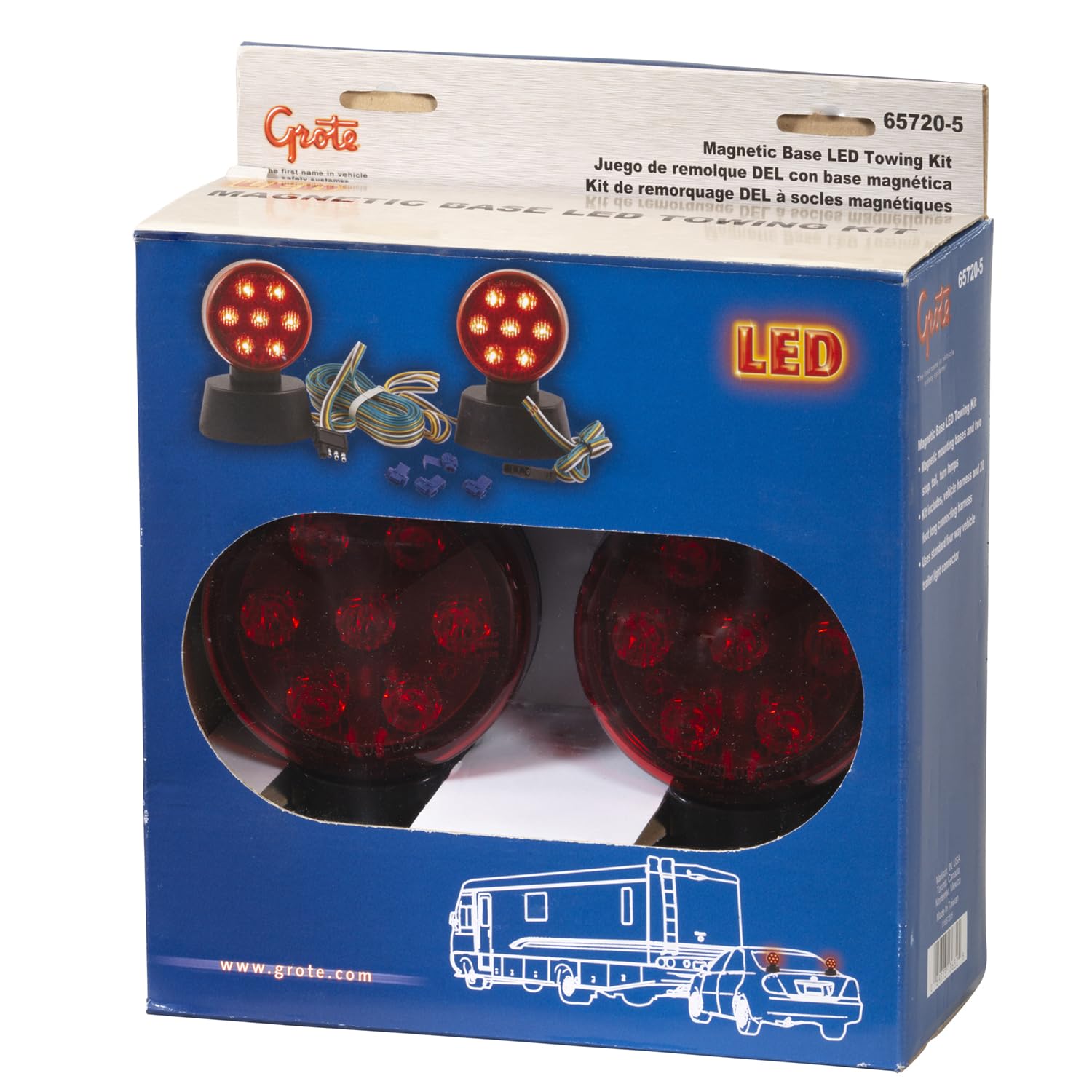 Grote 65720-5 Red Magnetic LED Towing Kit