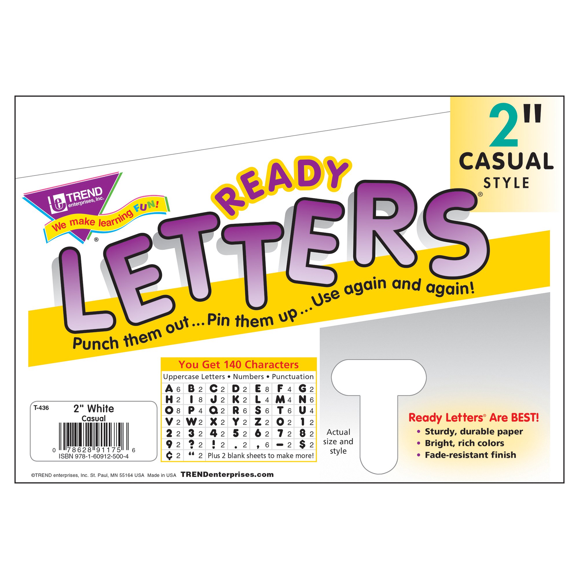 TREND enterprises, Inc. White 2" Casual Uppercase Ready Letters