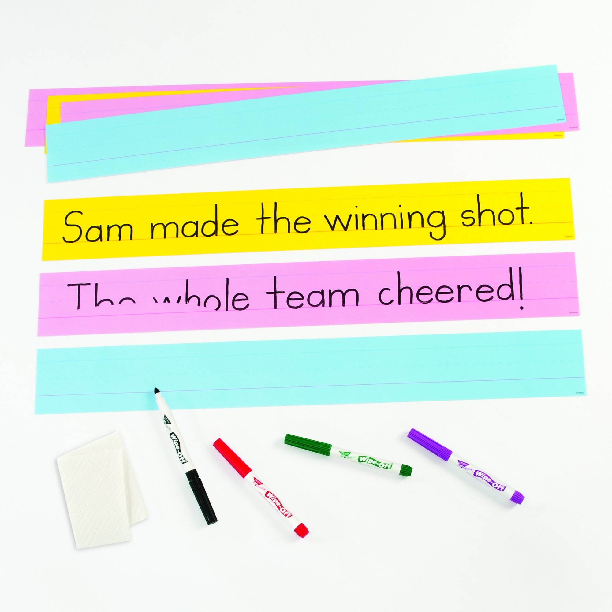 TREND enterprises, Inc. T-4002 24" Multicolor Wipe-Off Sentence Strips, 30 Per Pack
