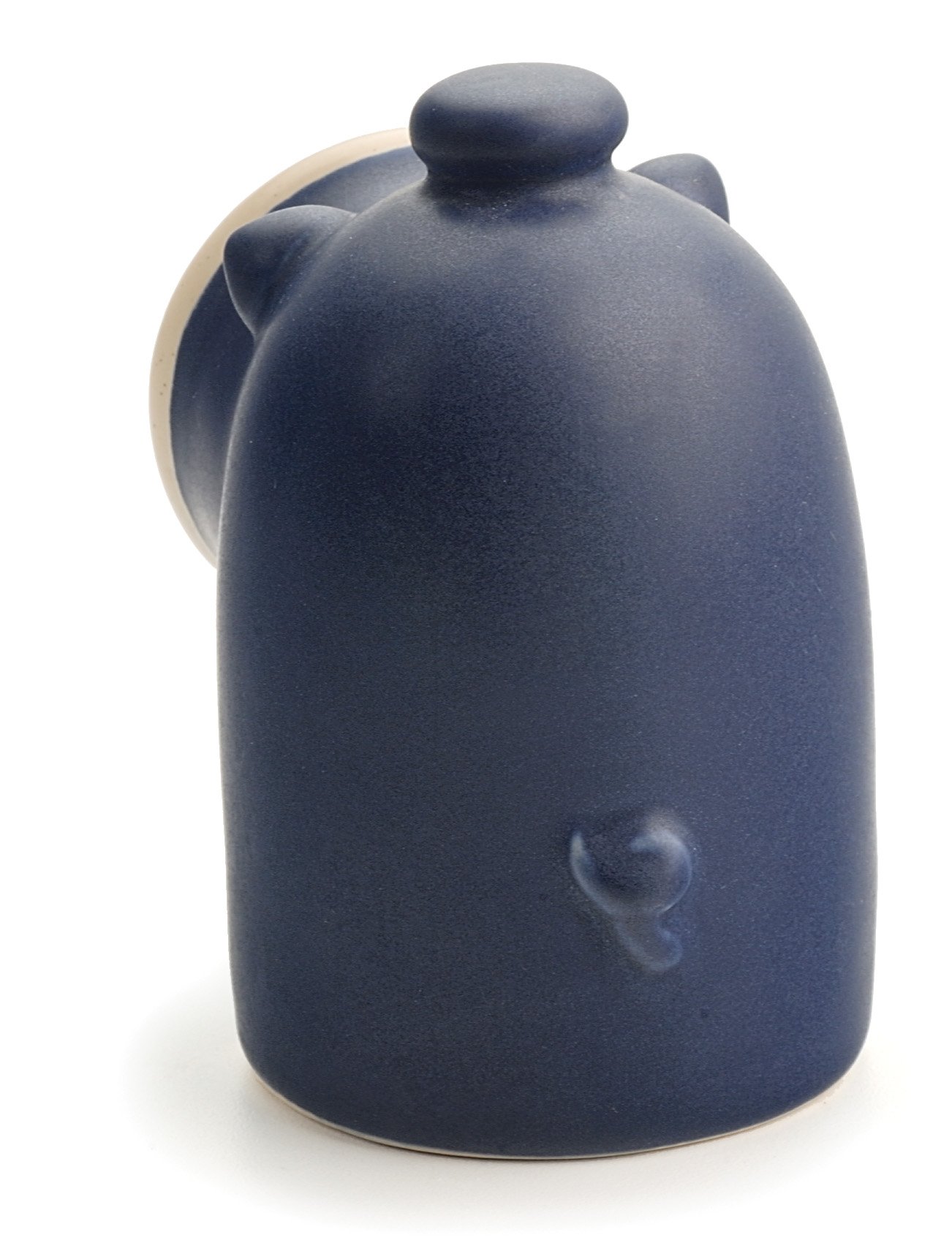 RSVP International Stoneware Salt Pig and Spoon Set, Wide Mouth, Dishwasher Safe, 3x3.25x5", Blue