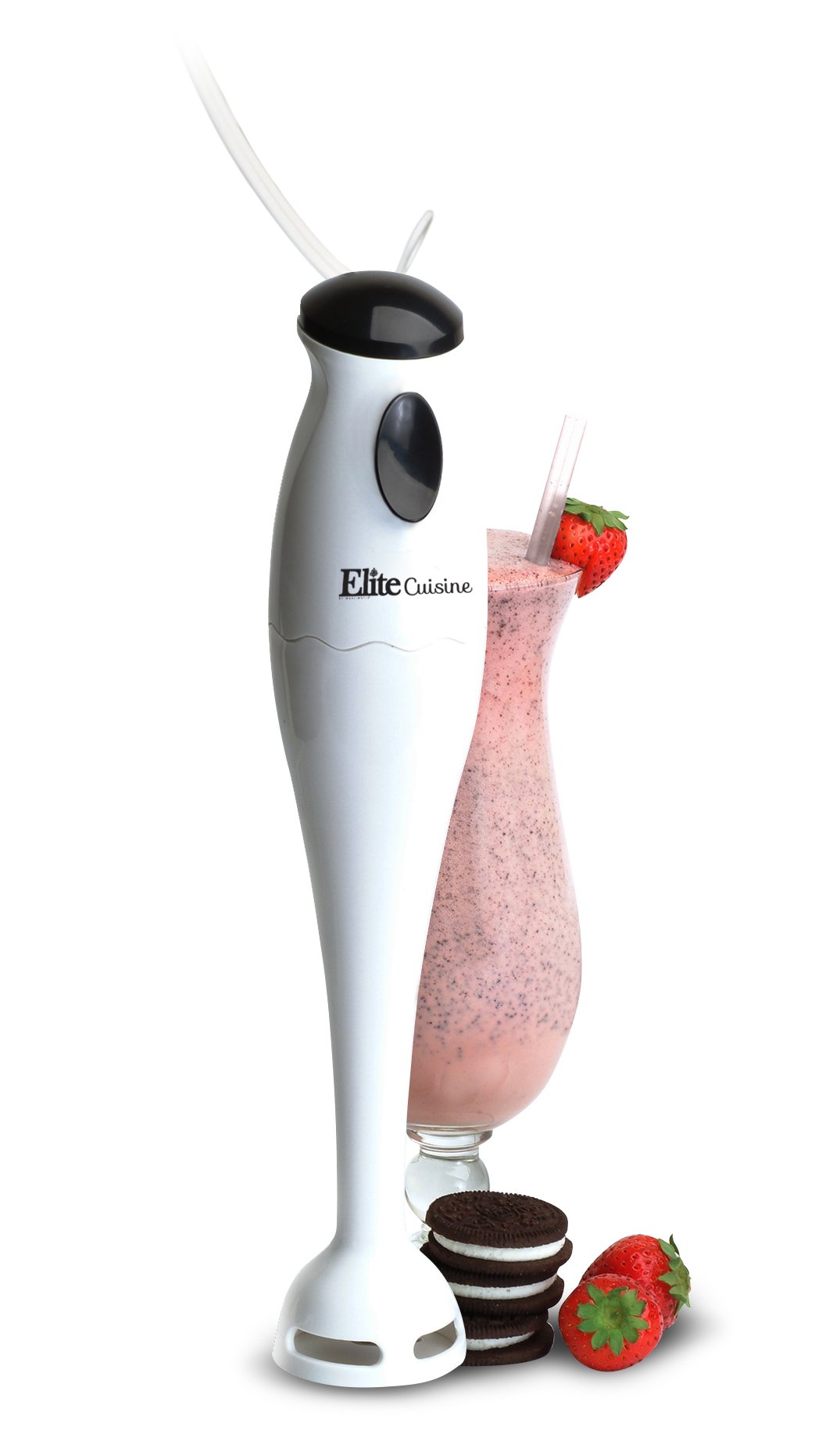 Elite Cuisine EHB-1000X 150 Watt Hand Blender with One Touch Button, White