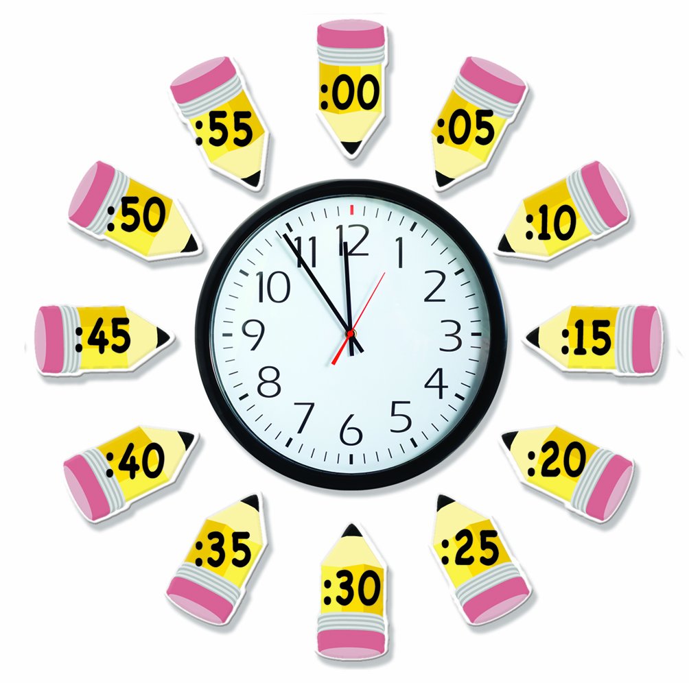 Eureka 'Telling Time' Bulletin Board Analog Clock Practice, 4pc, 17'' W x 24'' L, Model Number: 847423-AWZM