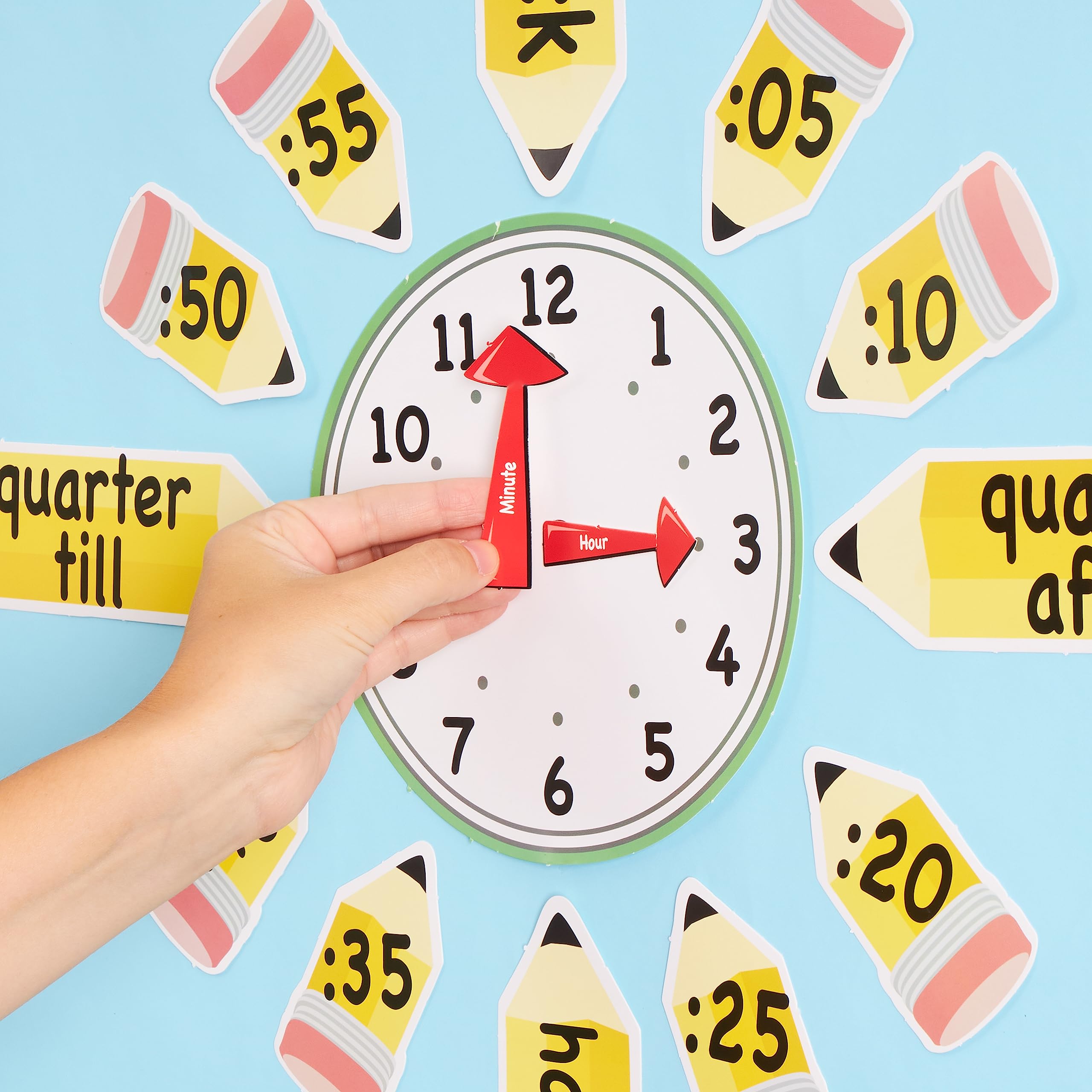 Eureka 'Telling Time' Bulletin Board Analog Clock Practice, 4pc, 17'' W x 24'' L, Model Number: 847423-AWZM