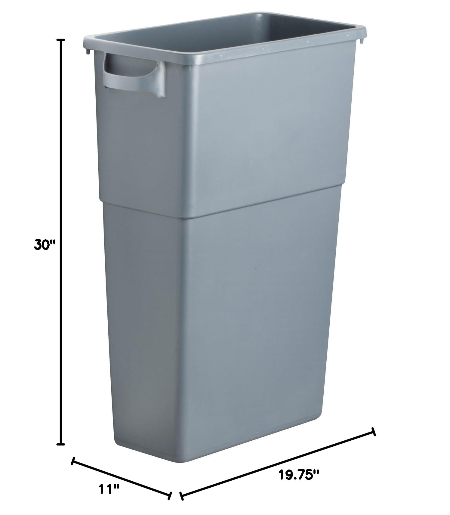 Genuine Joe GJO60465 Plastic Space Saving Waste Container, 23 gallon Capacity, 23" Width x 30" Height x 11" Depth, Gray