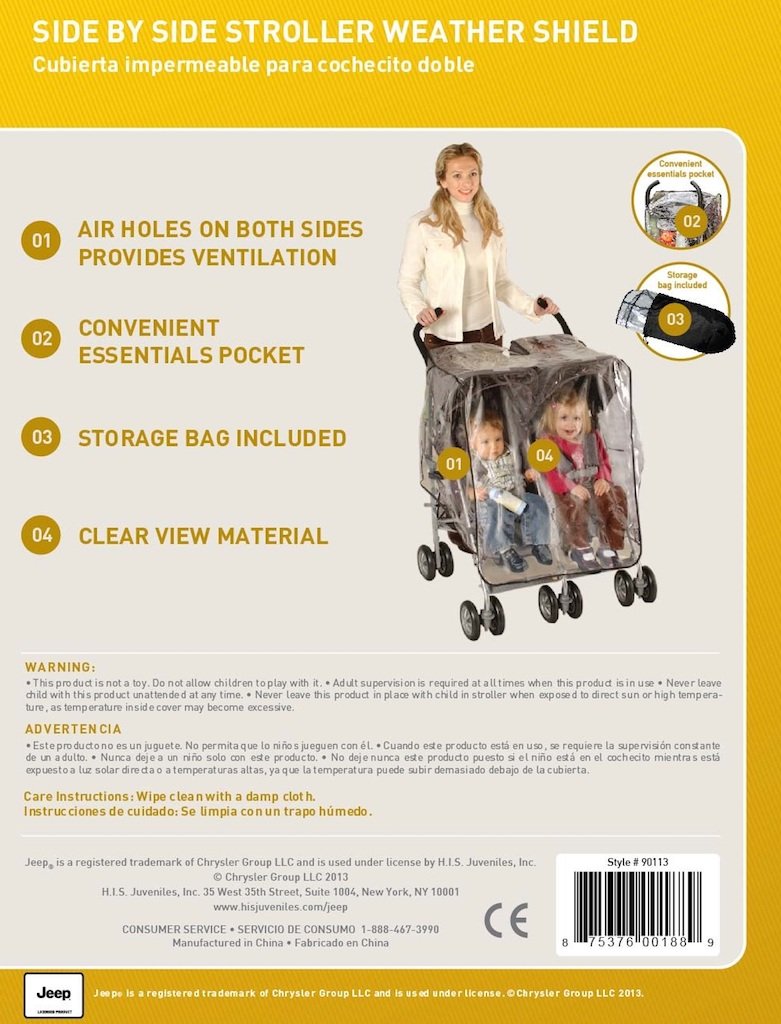 Jeep Side by Side Stroller One Size Weather Shield, White